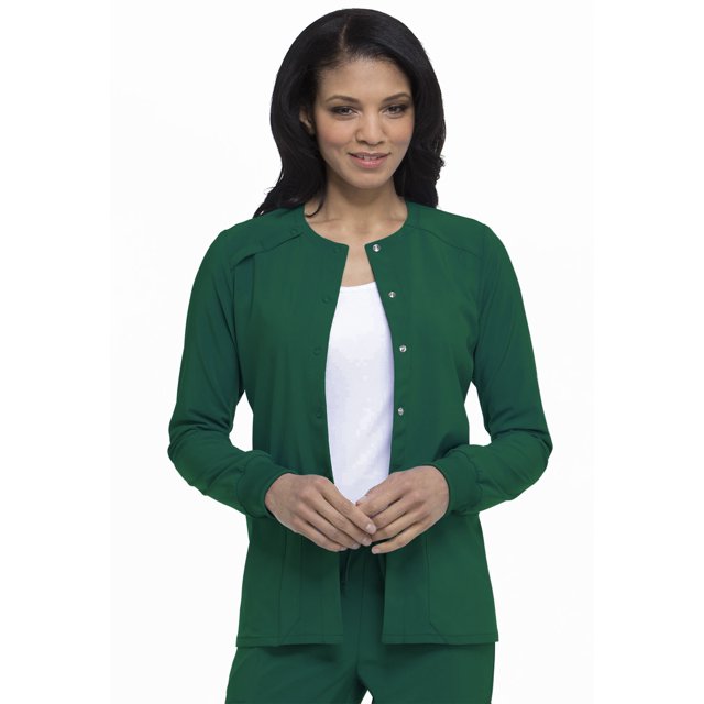 Dickies Eds Essentials Scrubs Warm Up Jacket For Women Snap Front Dk305