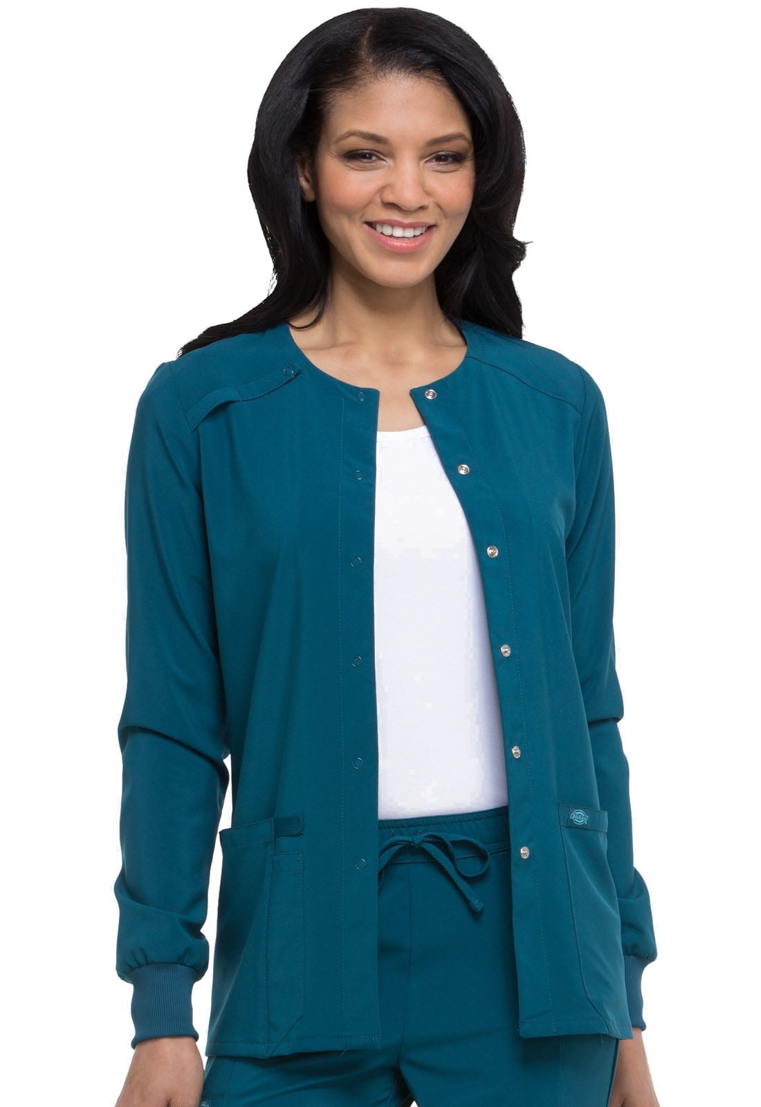 Dickies EDS Essentials Warm Up Scrubs Jacket for Women Snap Front DK305 ...