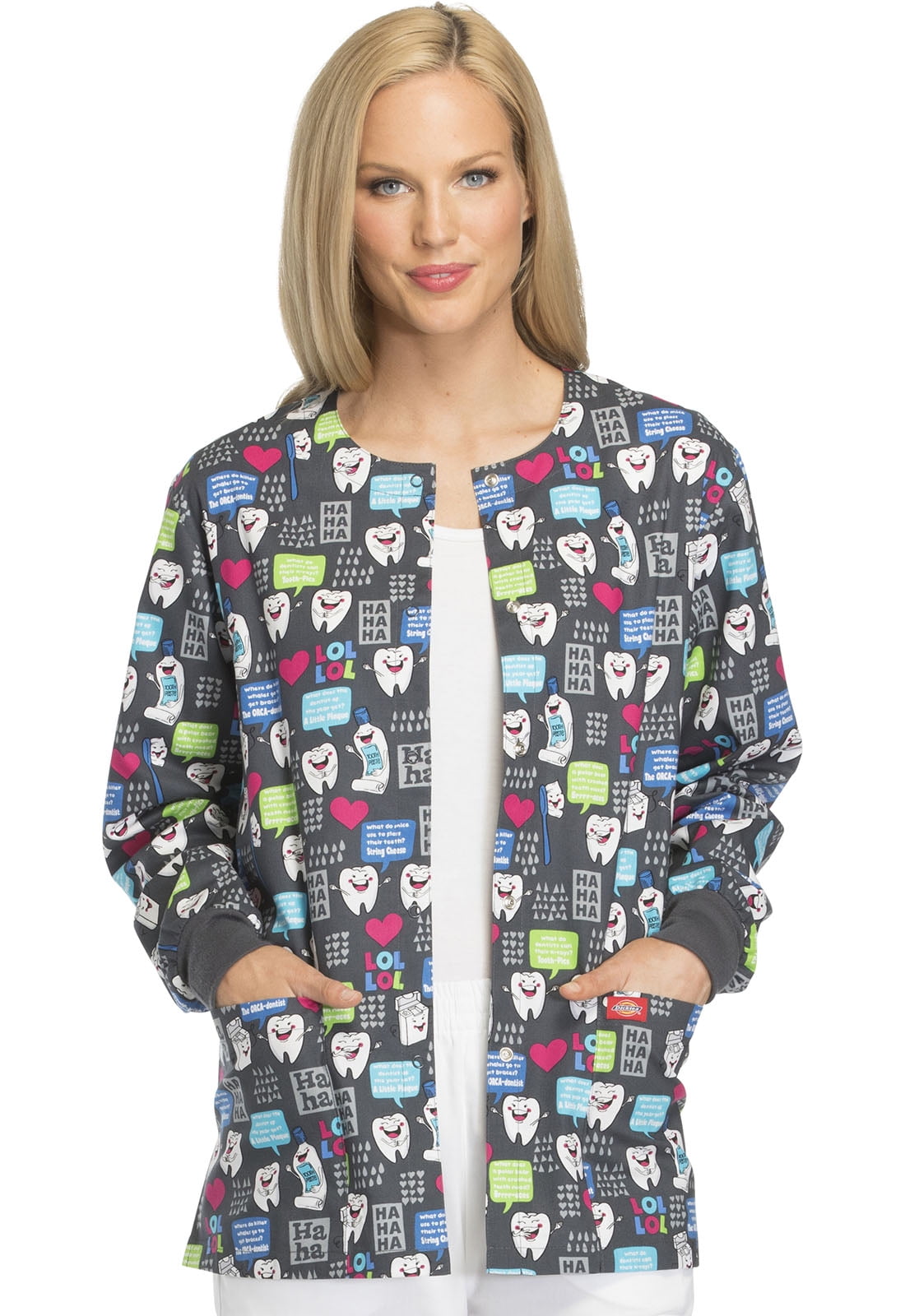 Dickies EDS Scrubs Jacket for Women Warm Up Snap Front DK301 - Walmart.com