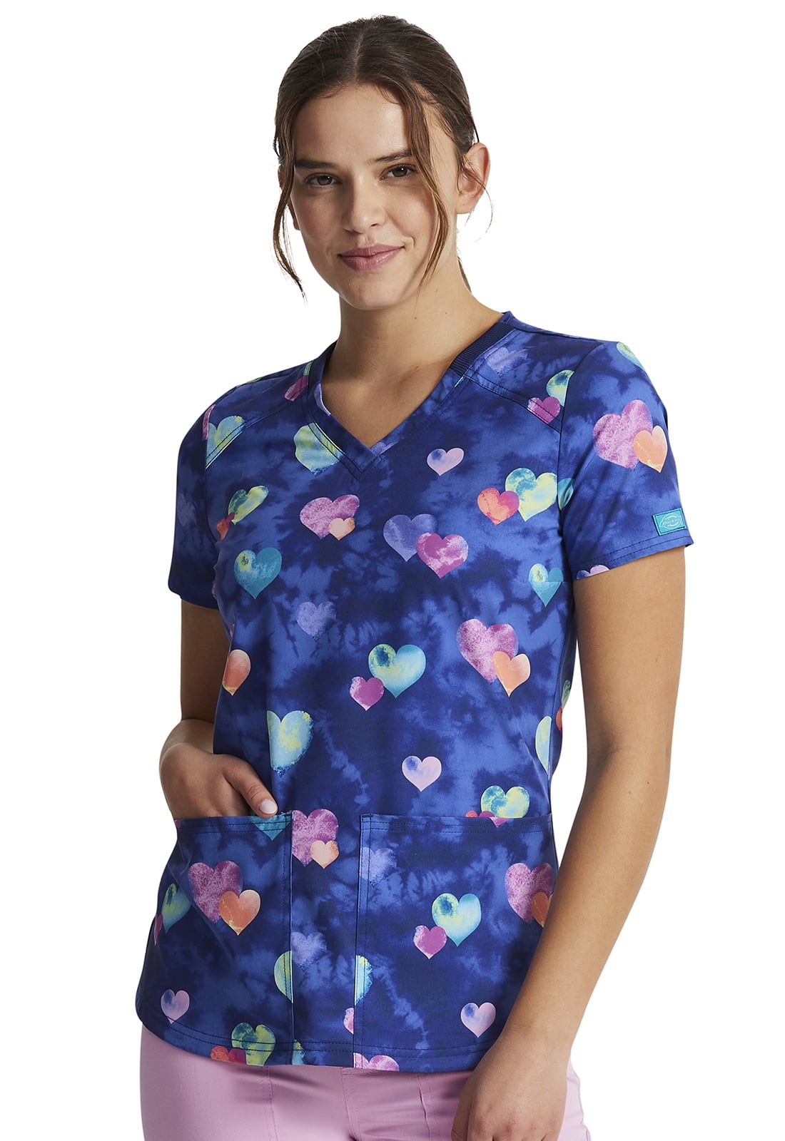 Dickies EDS Scrubs Top For Women V-Neck Print DK876 - Walmart.com