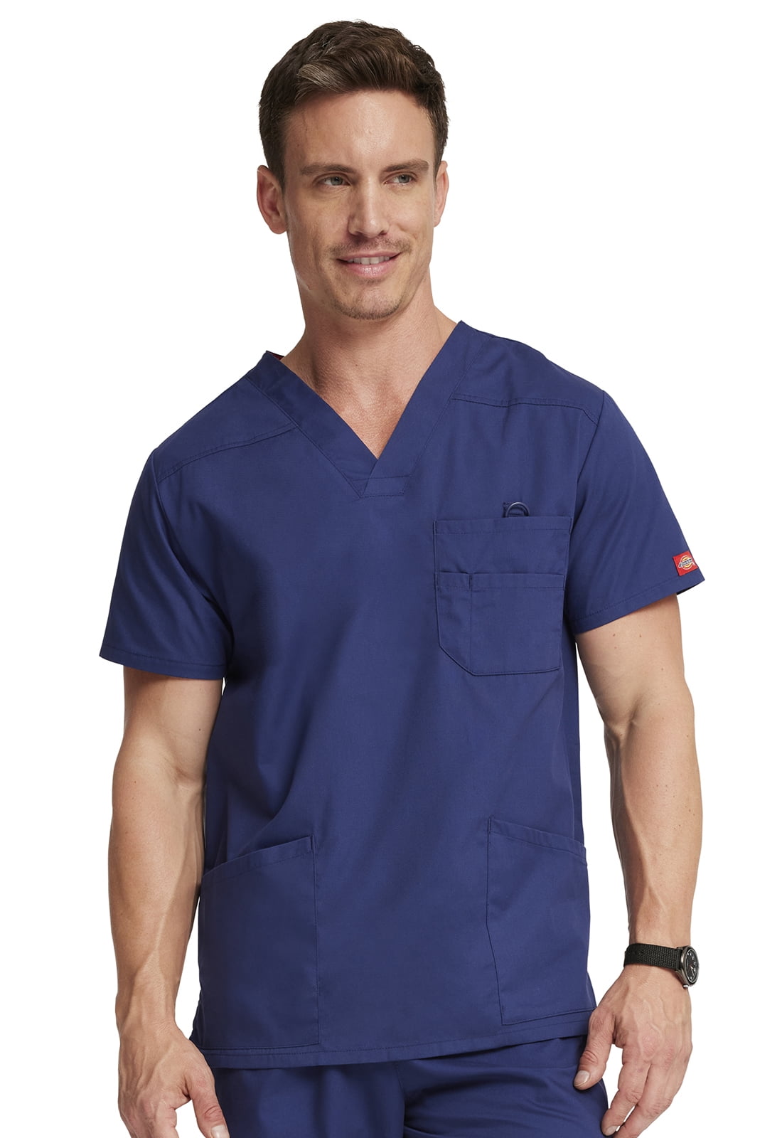 Dickies EDS Signature Scrubs Top for Men V-Neck 81906, M, Navy ...