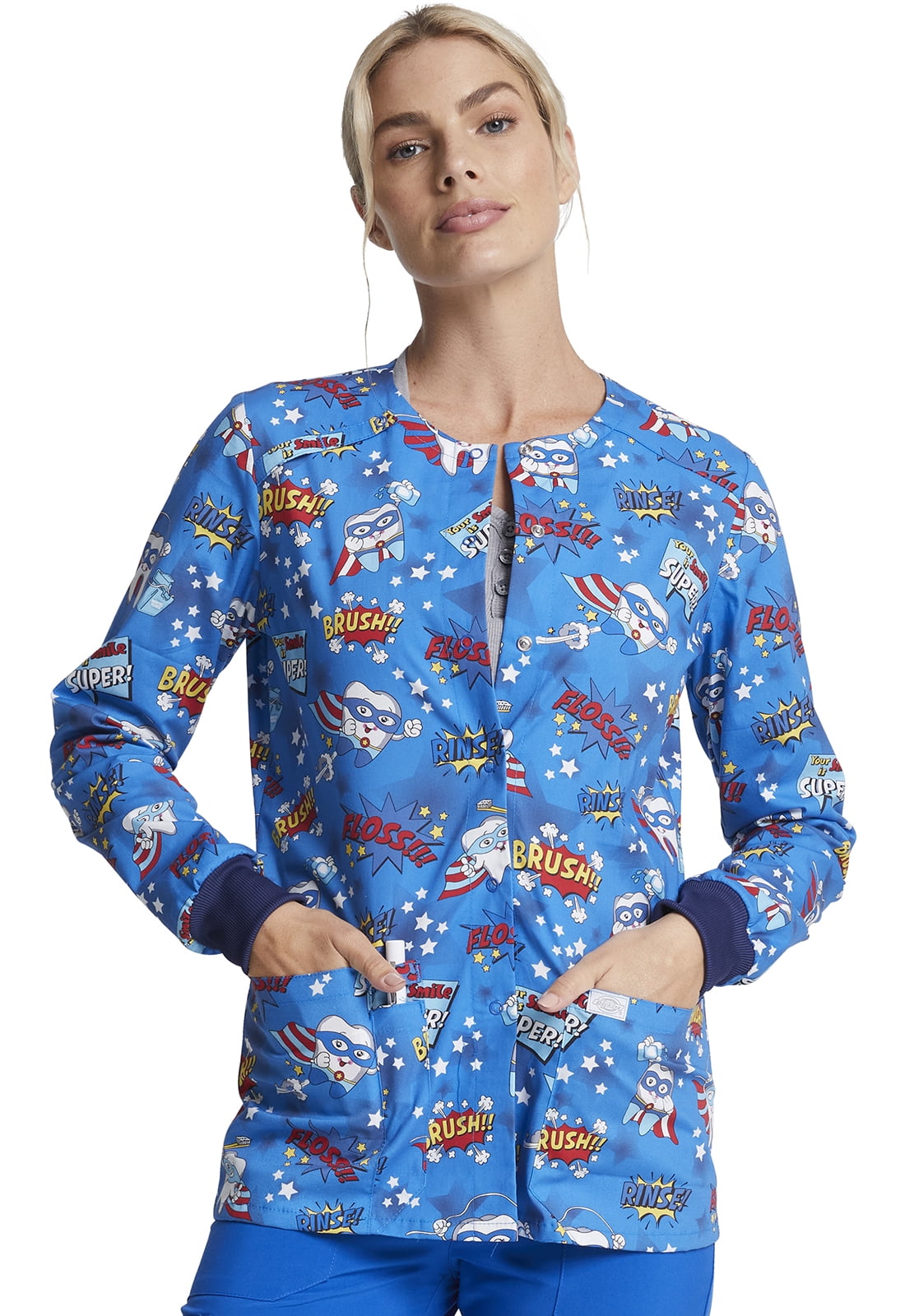 Dickies EDS Warm Up Scrubs Jacket For Women Snap Front DK306, XXS ...