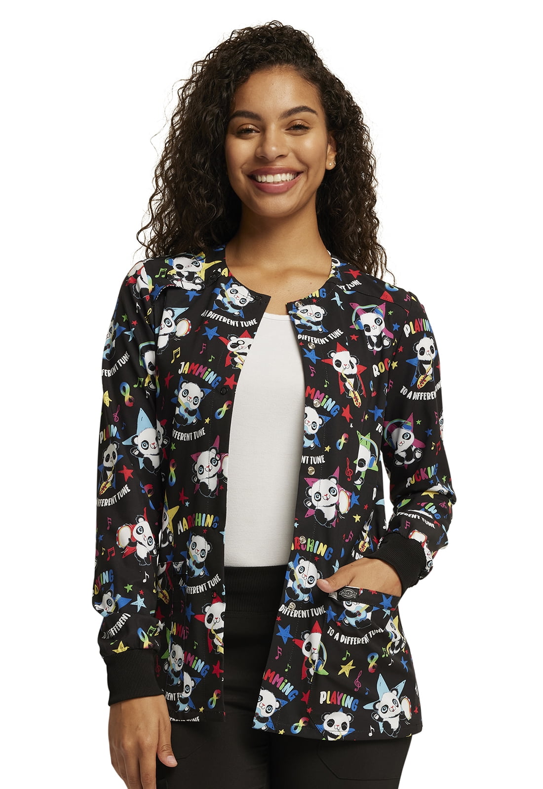 Dickies EDS Women Warm Up Scrubs Jacket Snap Front DK309 - Walmart.com