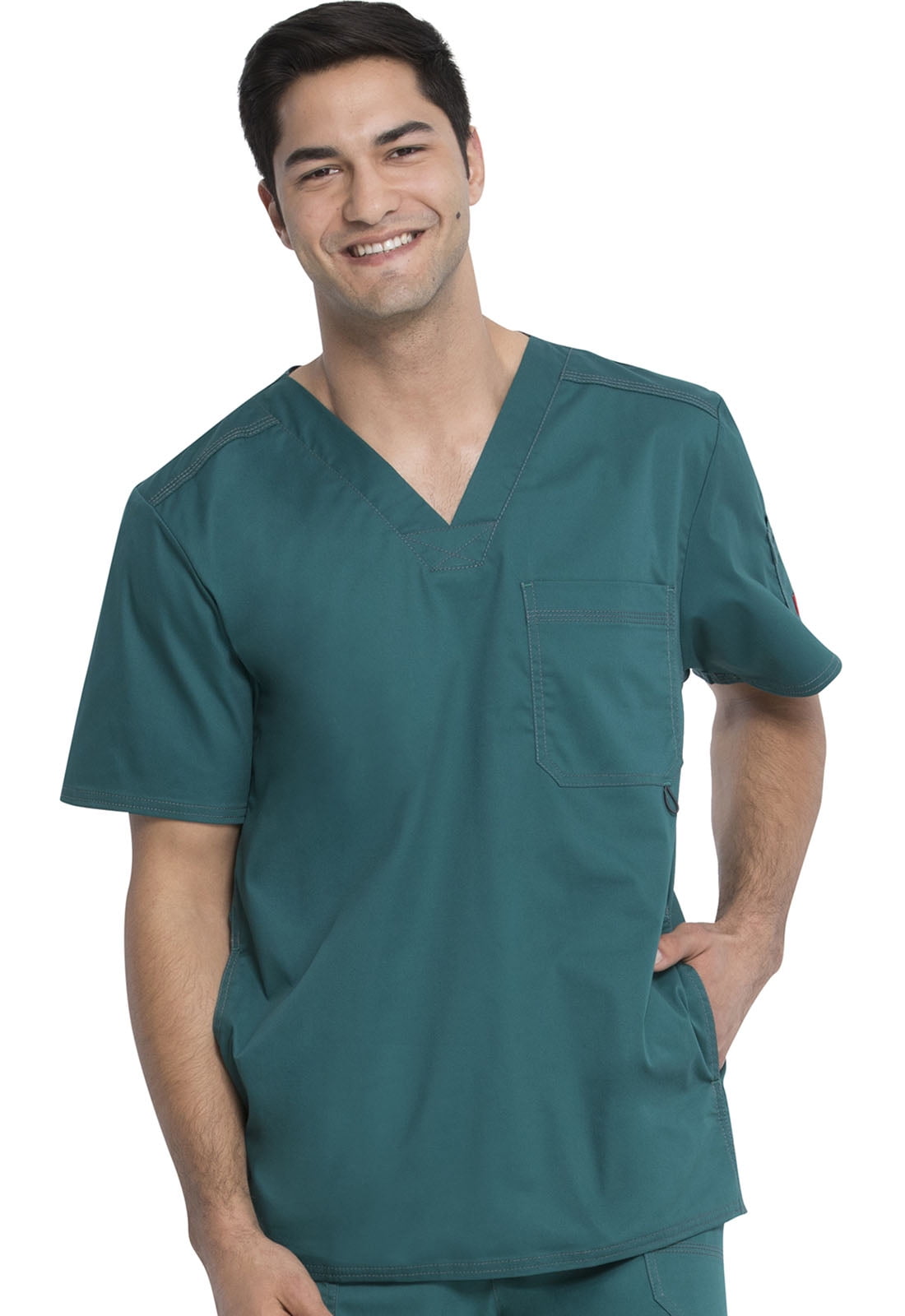 Dickies Gen Flex Medical Scrubs Top for Men V-Neck 81722, L, Hunter ...