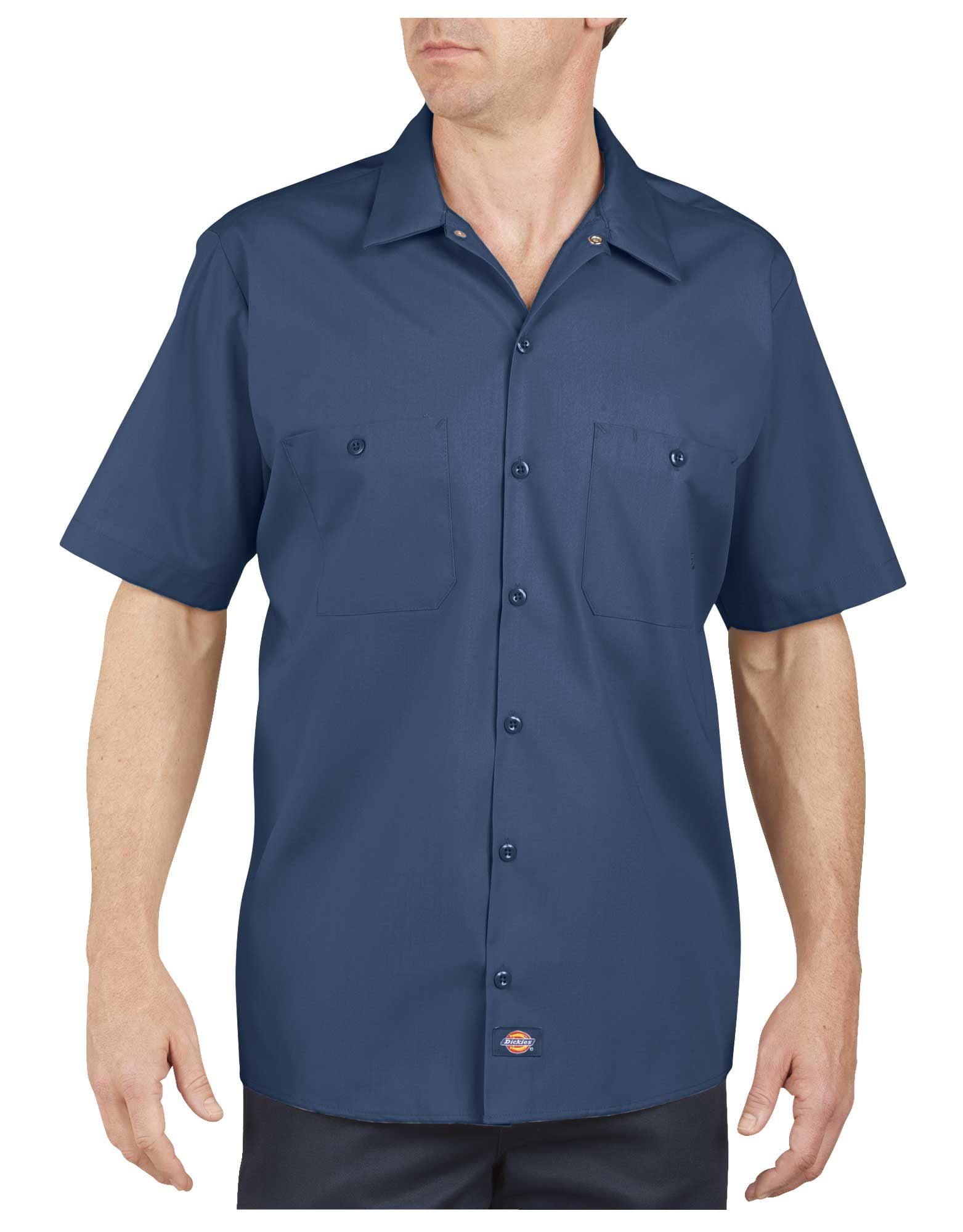 Dickies Men's Collared Button Industrial Short-Sleeve Work Shirt LS535 ...