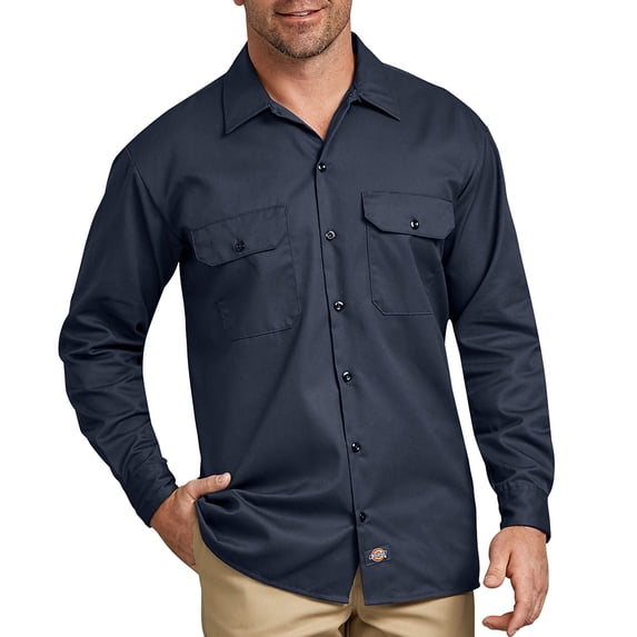 Genuine Dickies, Men's 574 Long Sleeve Work Shirt, Dark Navy - Walmart.com