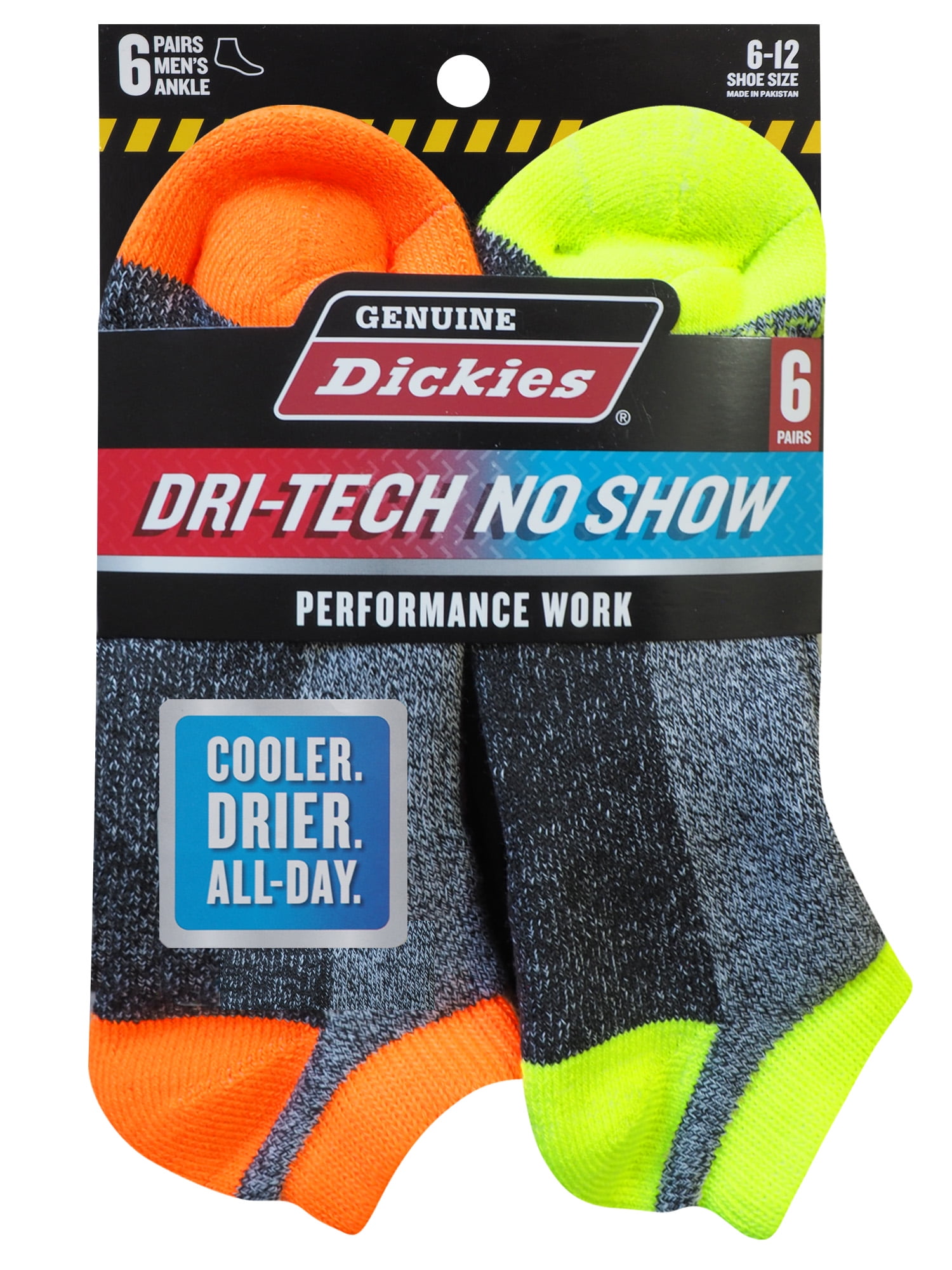 Dickies Men's Dri-Tech No Show Socks, 6-Pack, Shoe Size 6-12 - Walmart.com