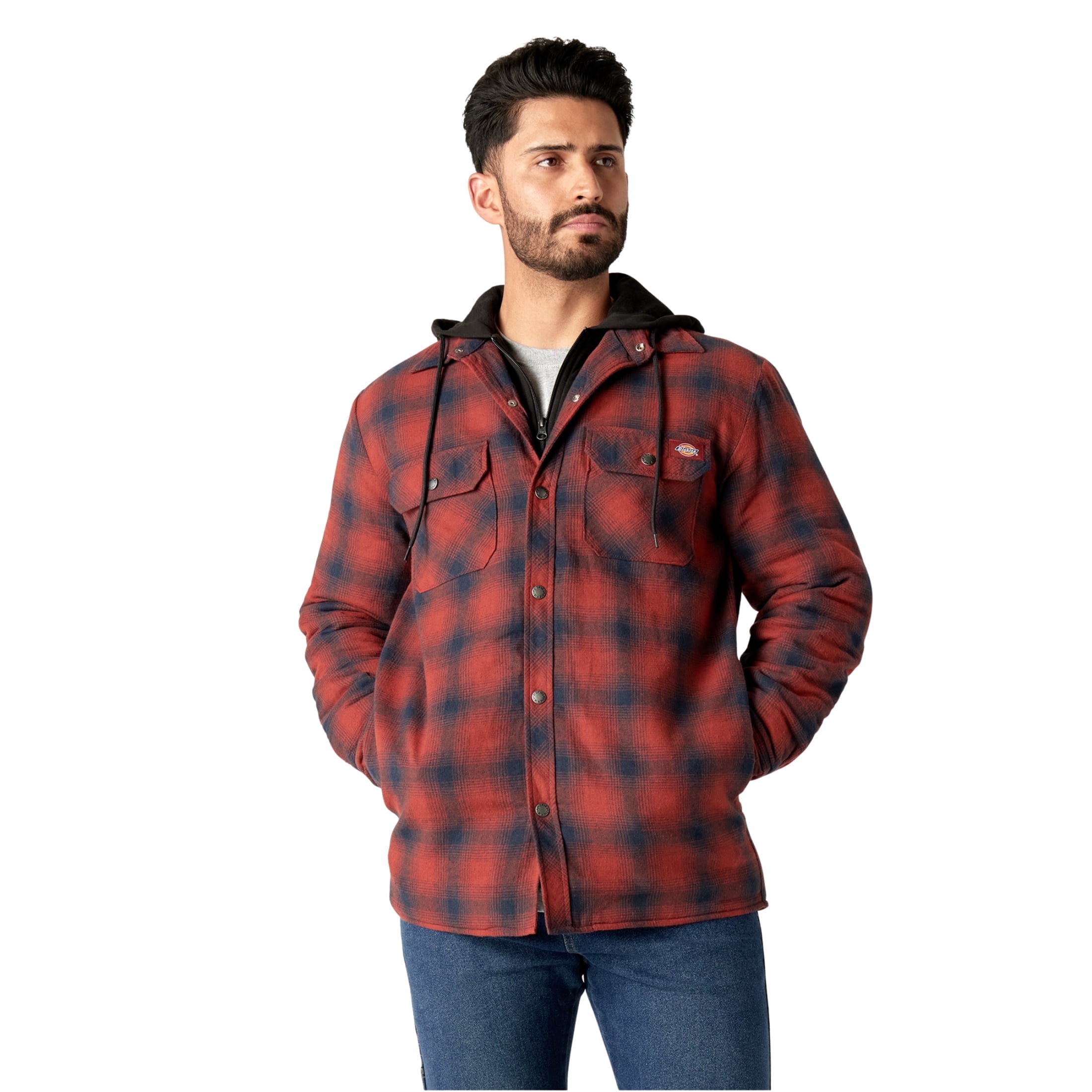 Dickies Men's Flannel Hooded Shirt Jacket - Walmart.com