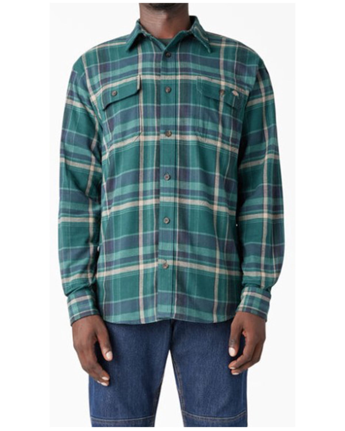 Dickies Men's Flex Plaid Print Long Sleeve Button-Down Flannel Work ...