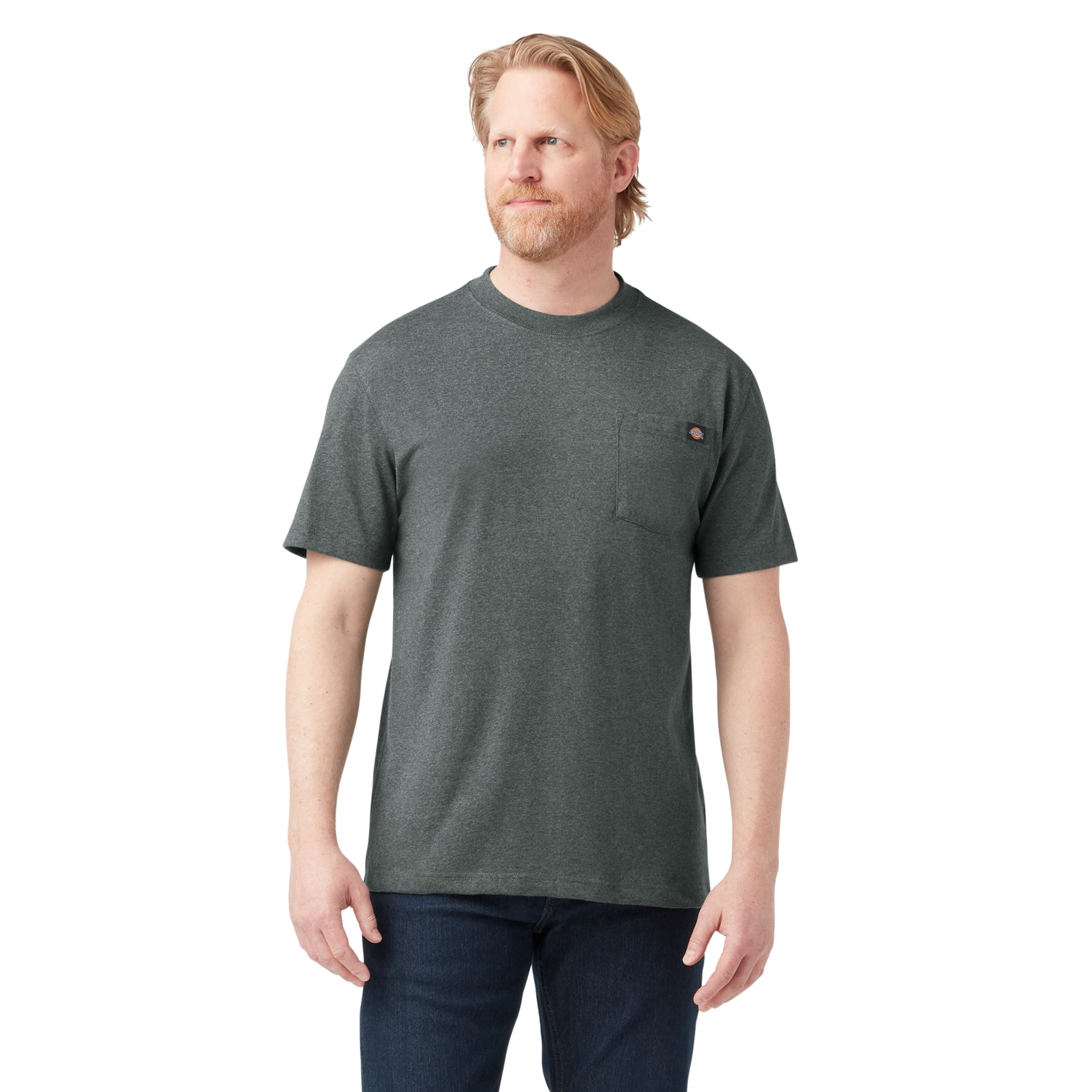 Dickies Men's Heavyweight Heathered Short Sleeve Pocket T-Shirt, Hunter ...