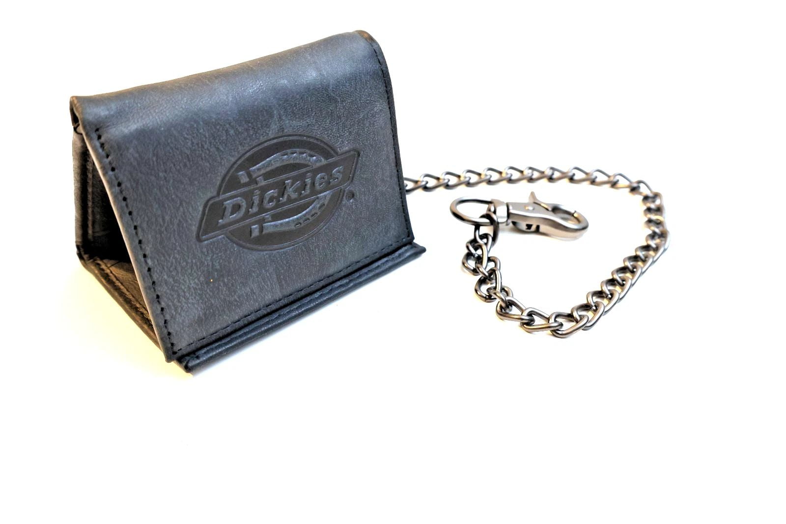 Dickies Men's Leather Trifold Wallet with Chain Genuine Leather Biker ...
