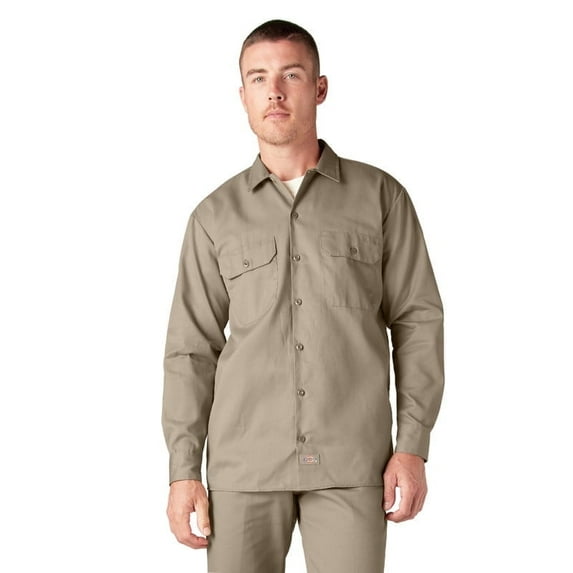 Dickies Men's Long Sleeve Work Shirt, Button-Down, Wrinkle-Resistant ...