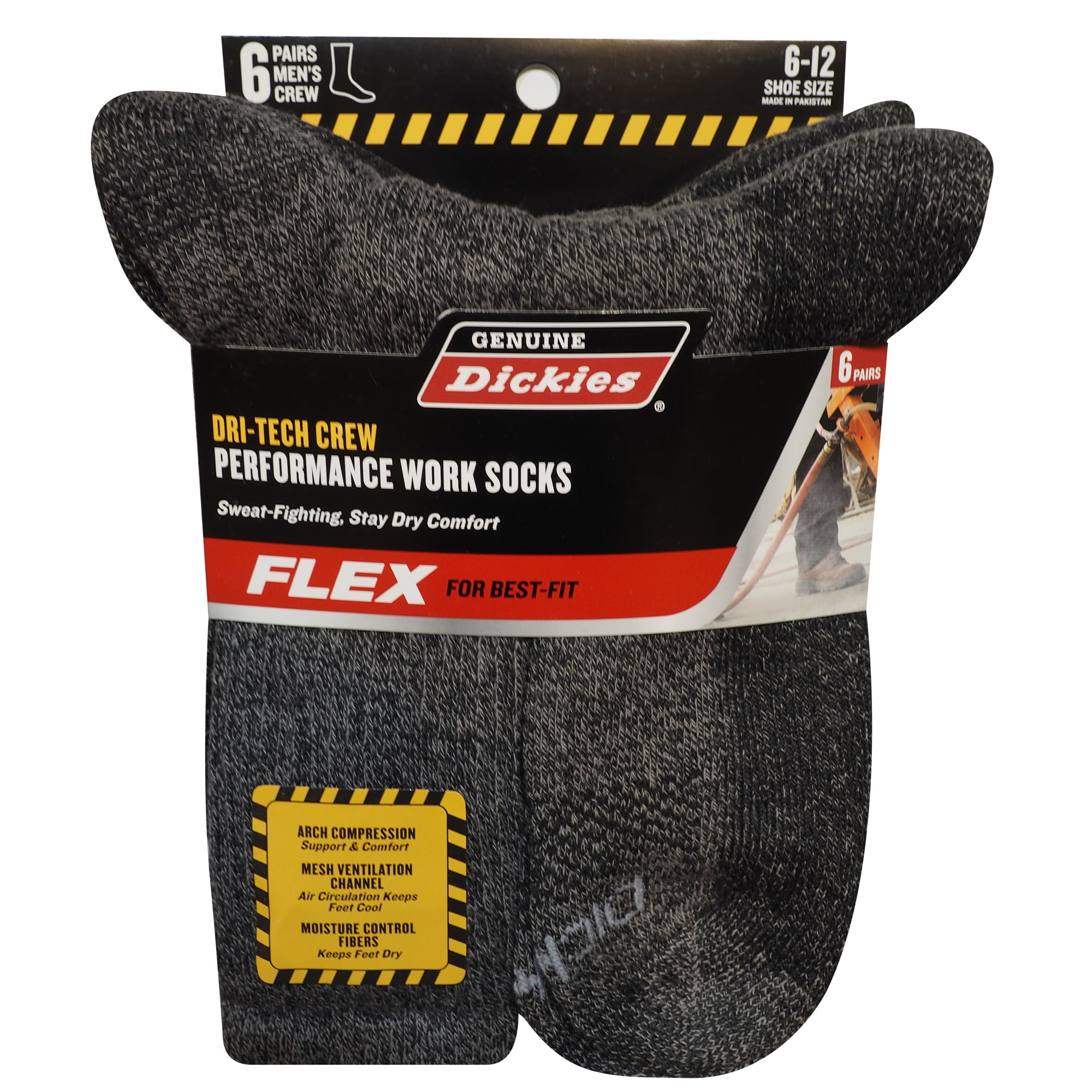 Dickies Men's P6 Dritech Crew Socks - Walmart.com