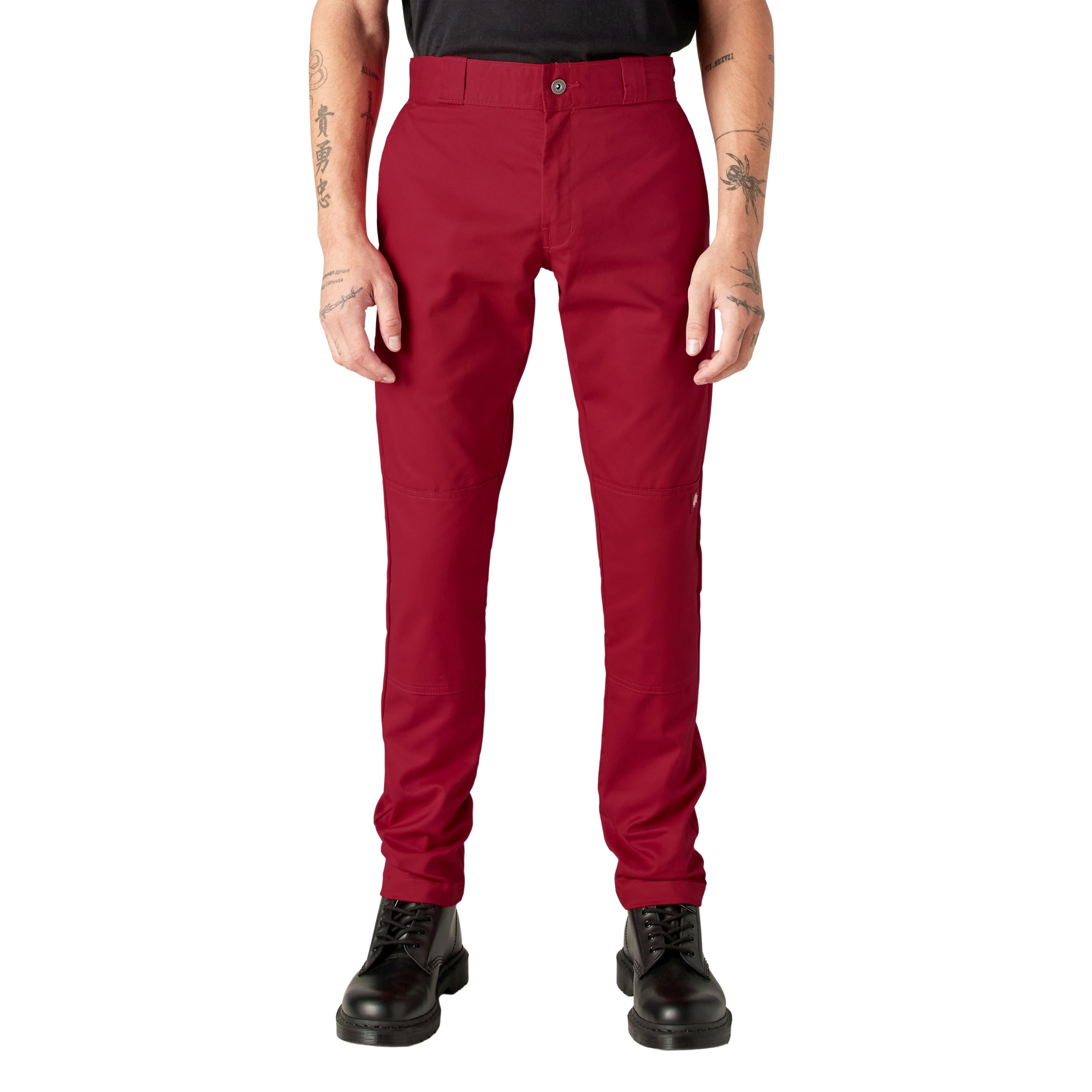 Dickies Men's Skinny Fit Double Knee Work Pants, English Red, 32W x 30L ...