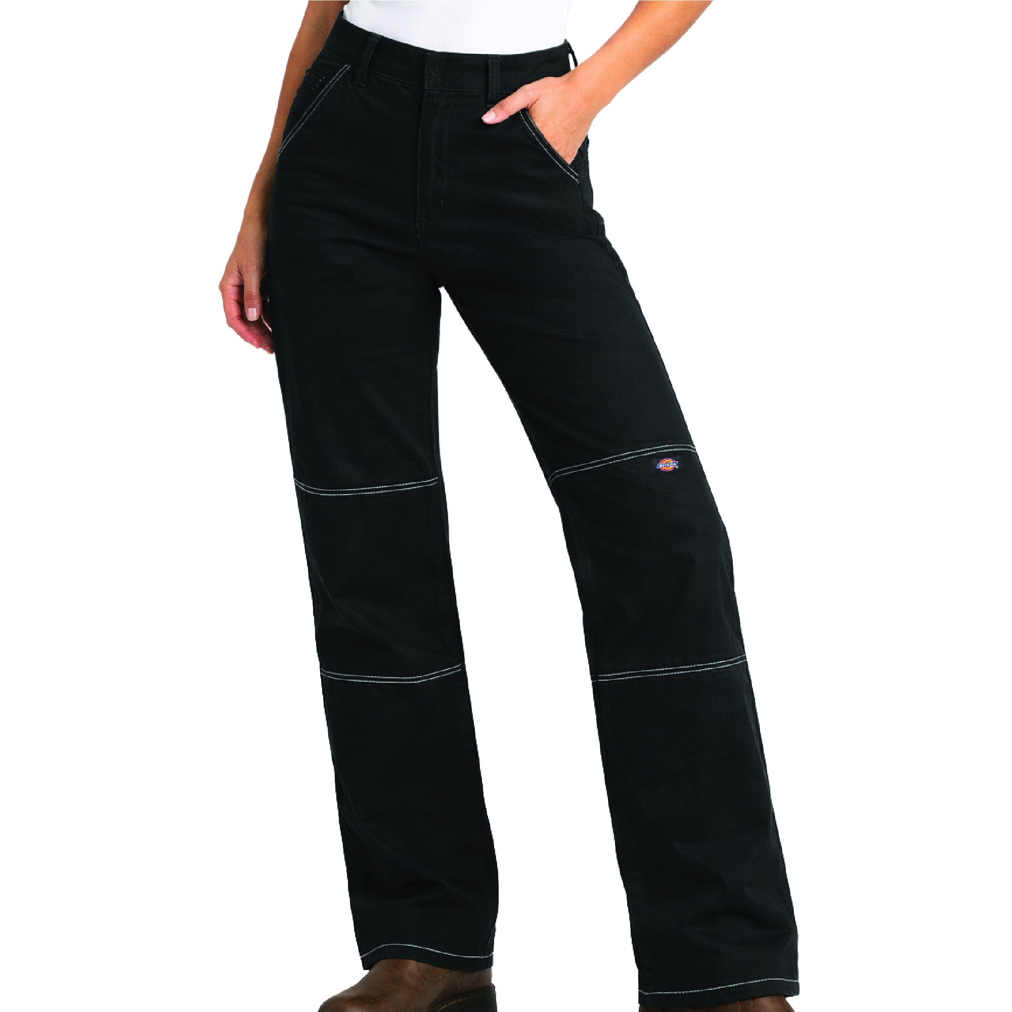 Dickies Womens Work Pants - High Waisted Relaxed Fit Contrast Stitch ...