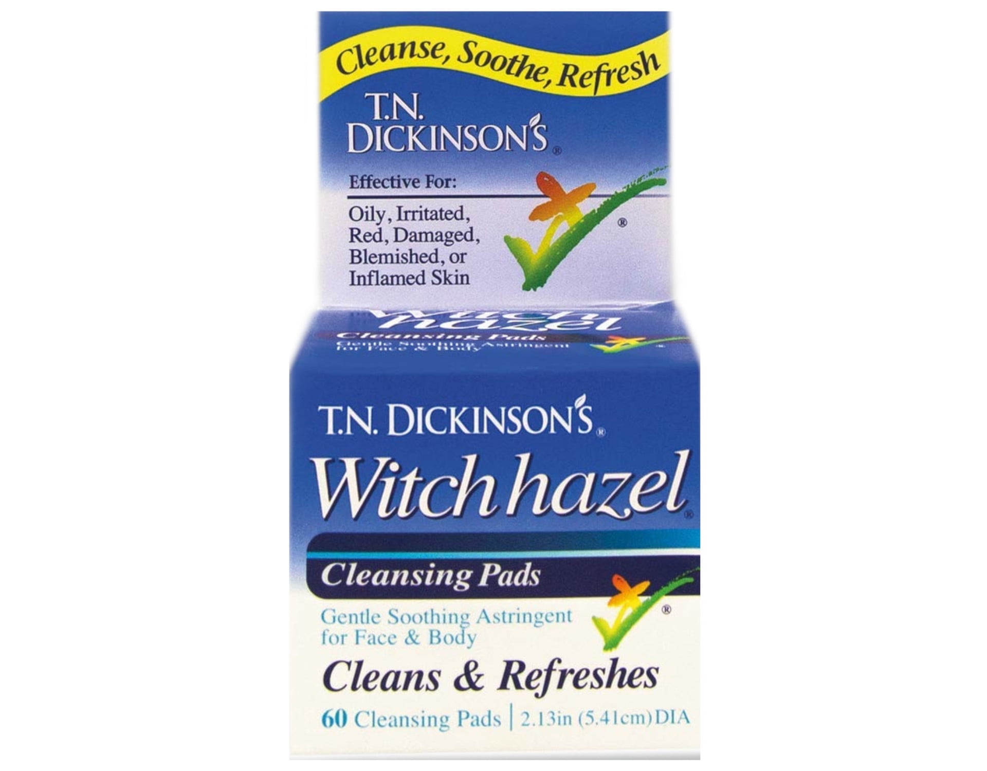 T.N. Dickinson's Witch Hazel Pads, 60 Pads, Gentle Astringent for Face ...