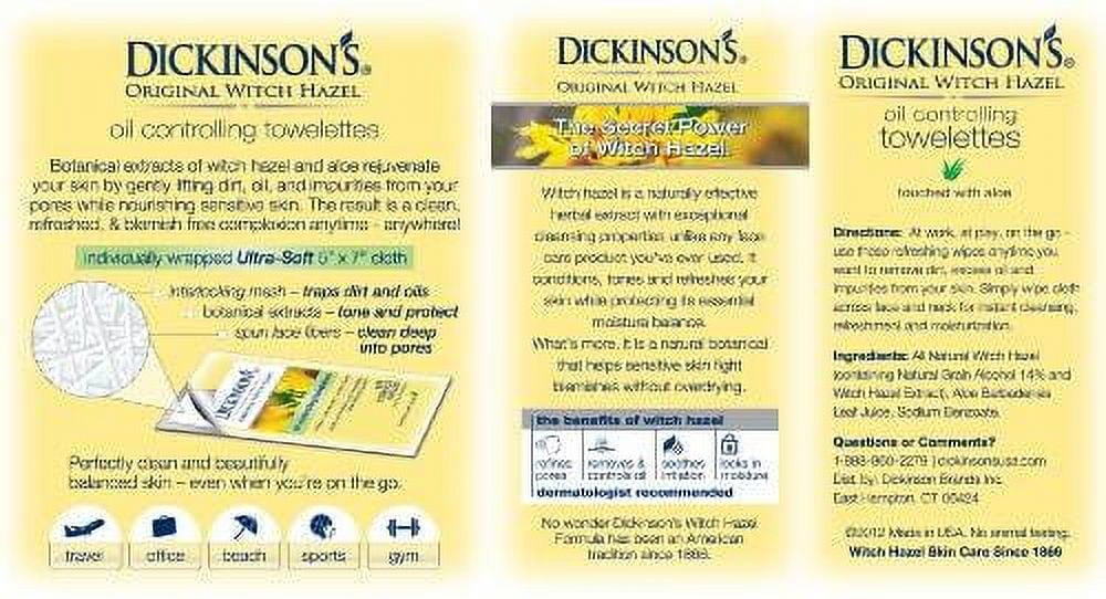 Dickinson's Original Witch Hazel Formula Towelettes With Aloe, 20 Ct ...