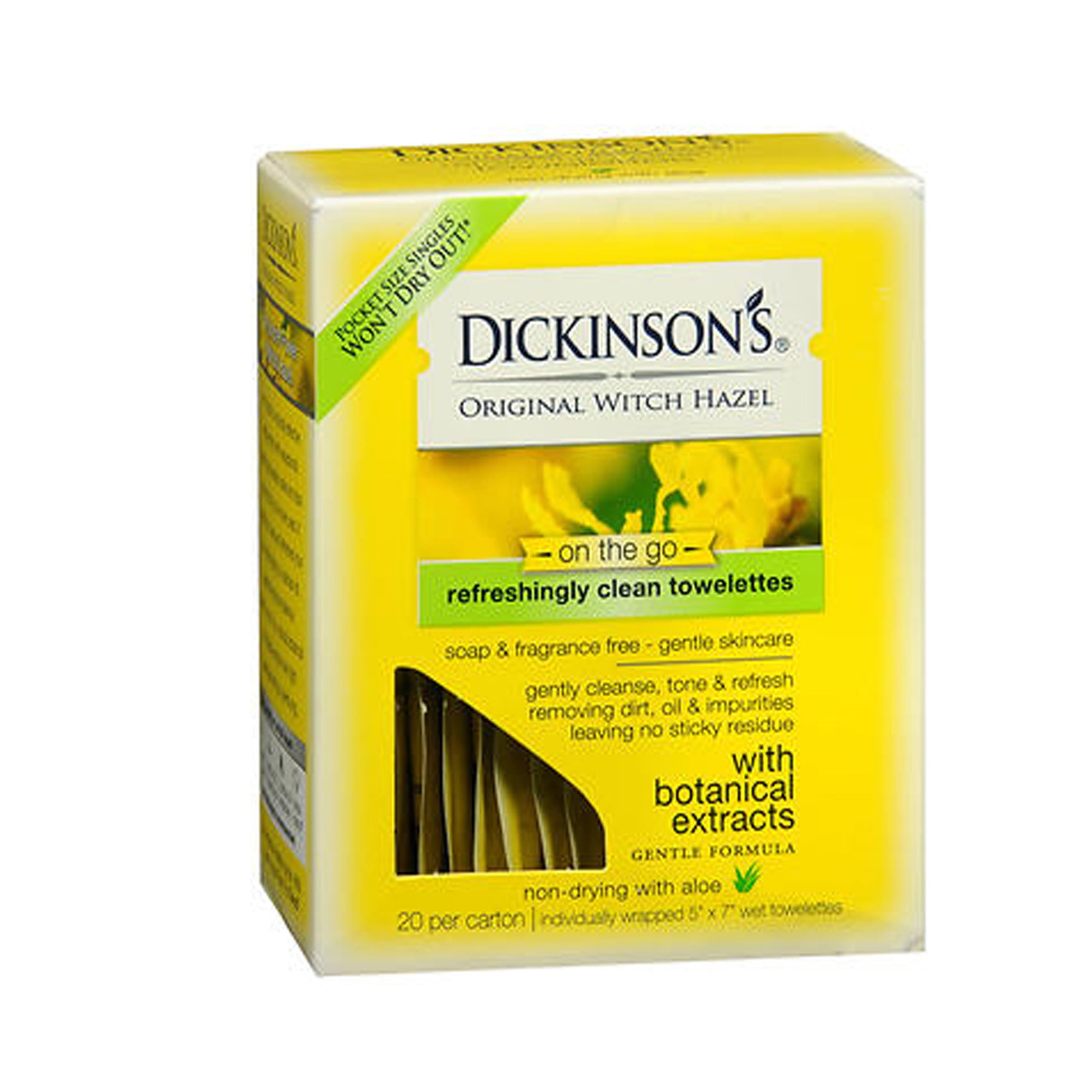 Dickinson's Original Witch Hazel Formula Towelettes with Aloe, 20 ct ...