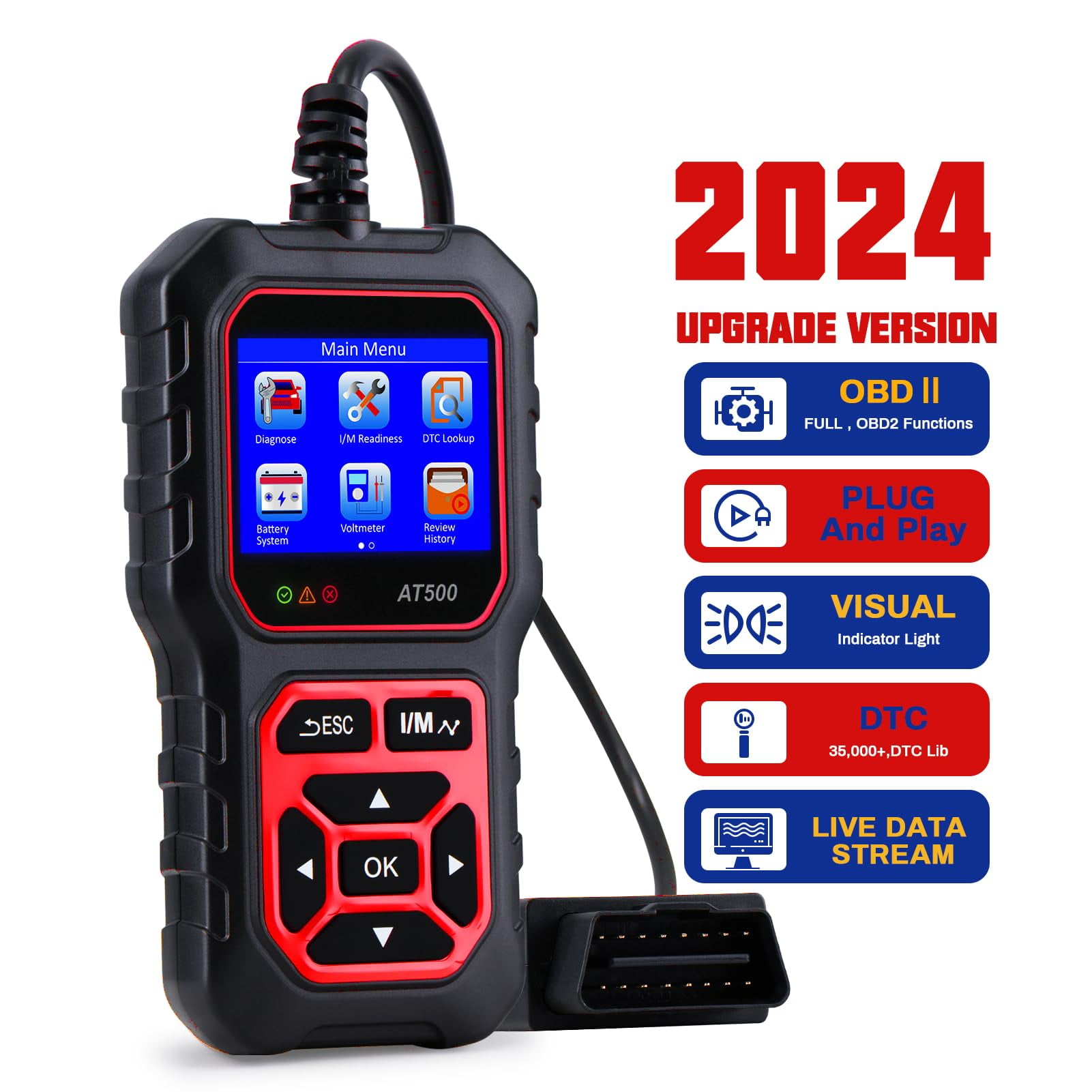 Dickly OBD2 Scanner LED Display Live Data Enhanced Engine Fault ...