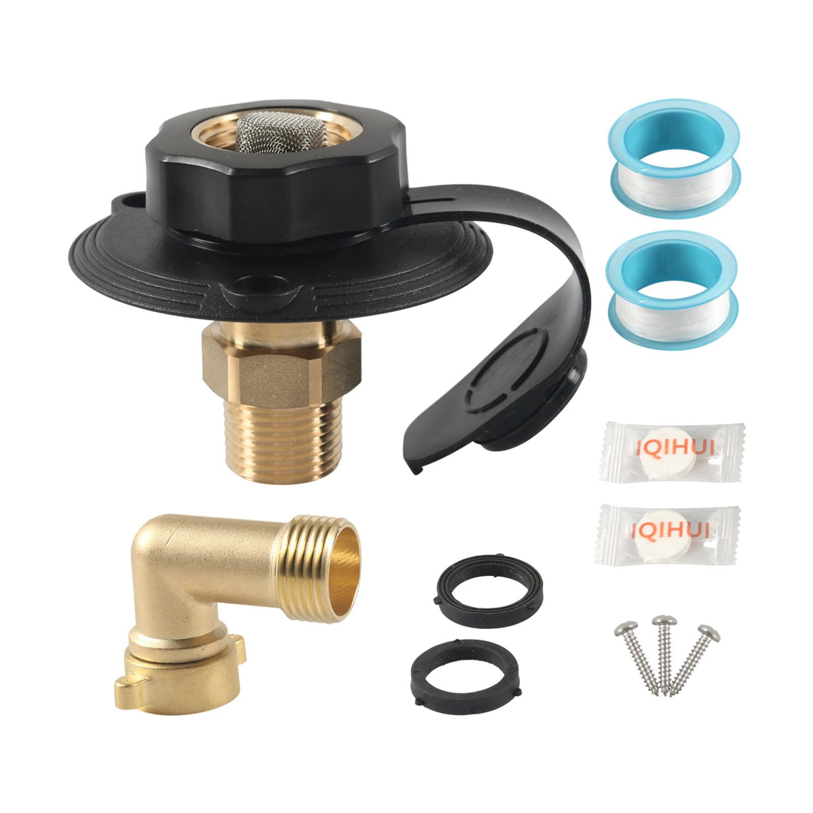 Dickly RV City Inlet Kit with Check 1/2" Male Brass Connector RV Water ...