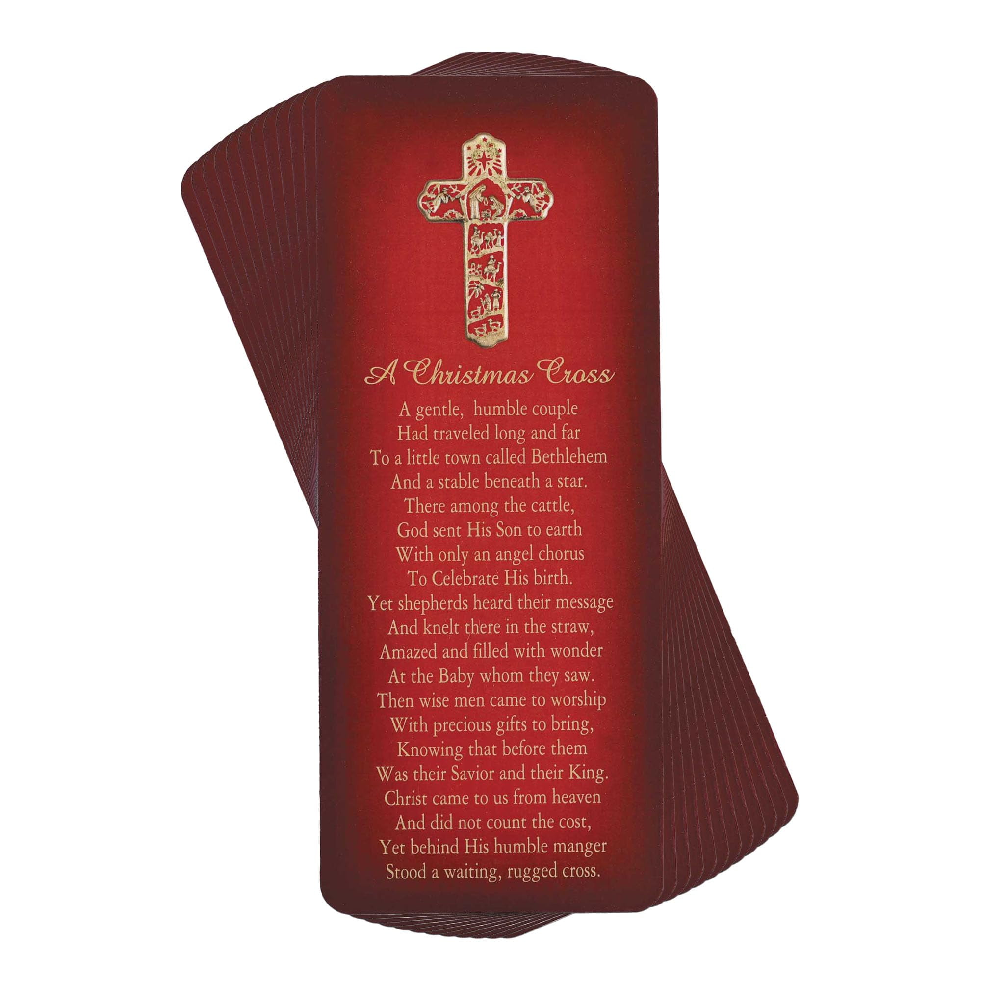 Dickson's A Christmas Cross - Behind His Humble Manger Stood A Waiting, Rugged Cross - Red/Gold ...