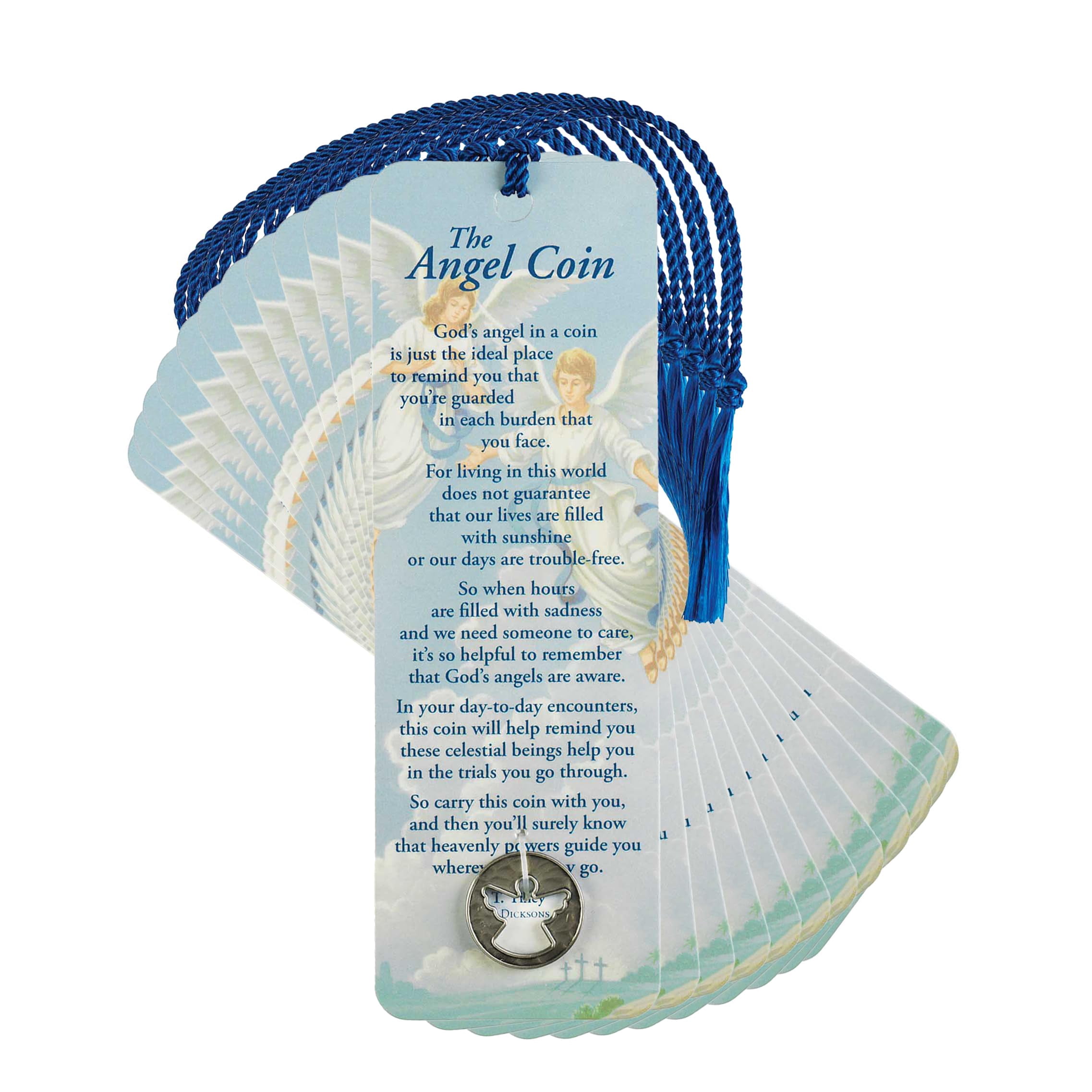 Dicksons Angel Poem Sky Blue 6 inch Paper Tussled Bookmark with Coin ...