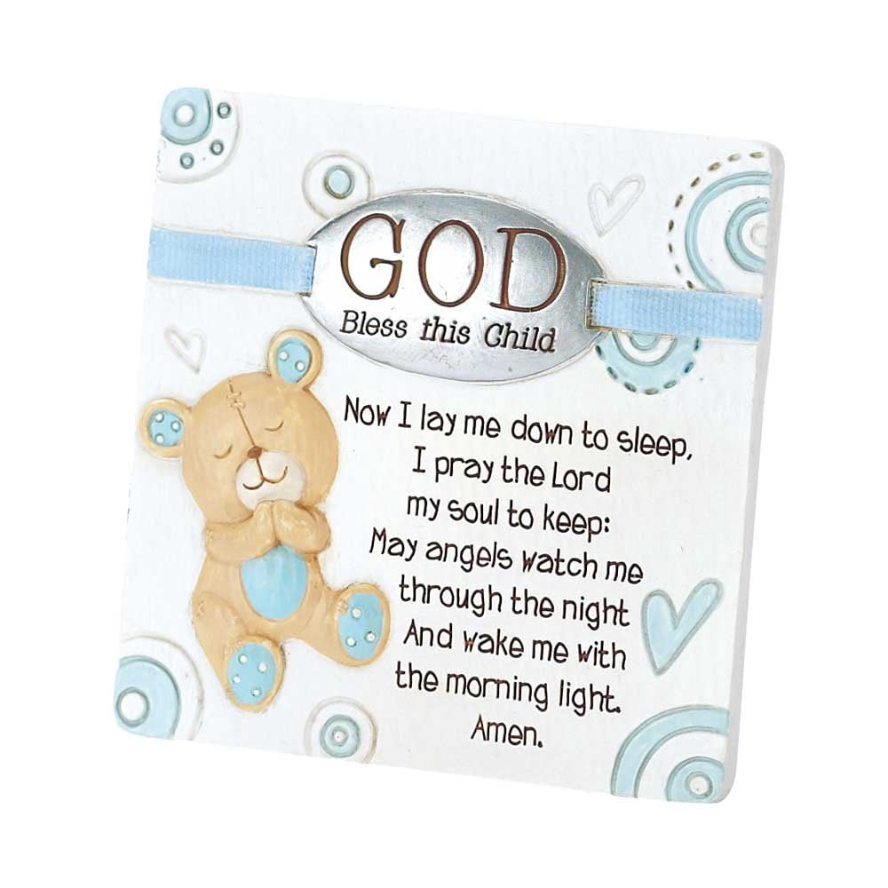 Dicksons Boy God Bless This Child Baby Blue 4 x 4 Resin Table Top Sign ...