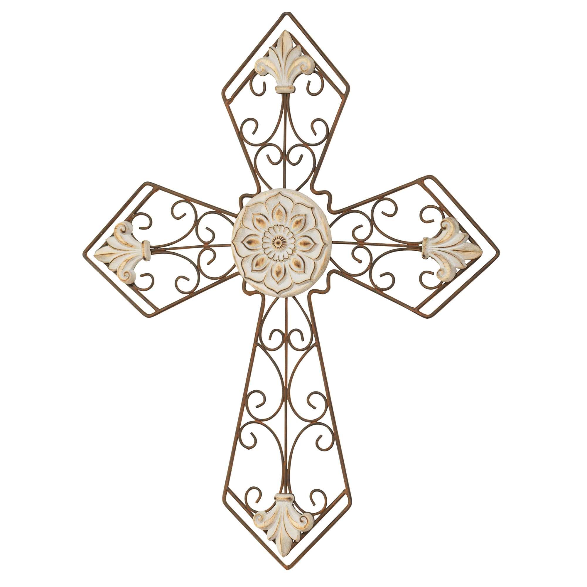 Dicksons Flue De Lis Patina 16.5 x 20.5 Metal Hanging Wall Cross ...
