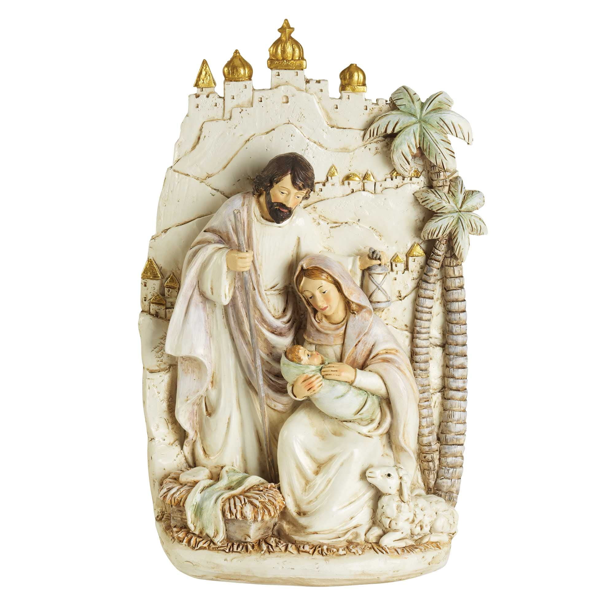 Dicksons Holy Family Bethlehem Cream and Gold Tone 10 Inch Resin ...