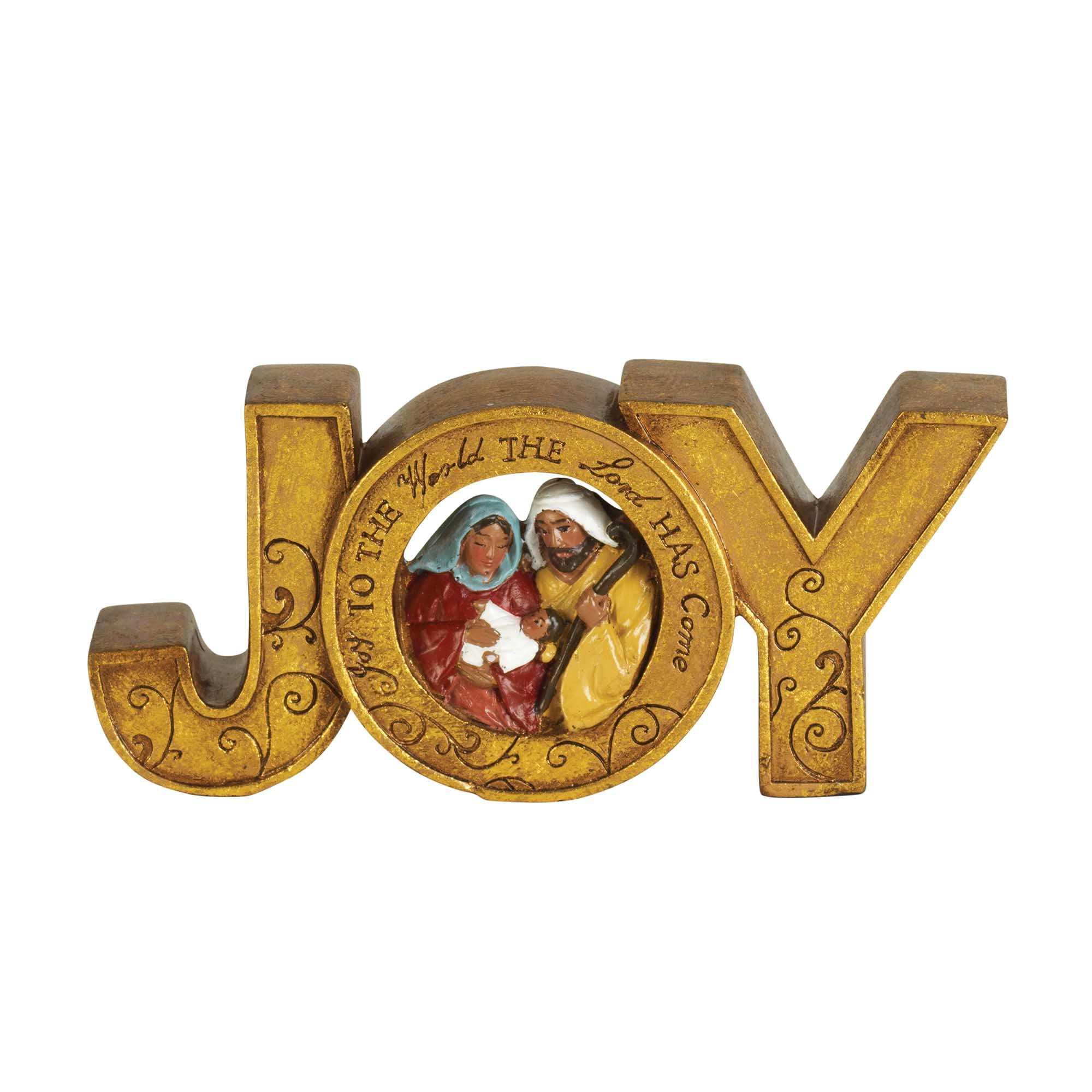Dicksons Joy Holy Family Gold Tone 6.5 Inch Resin Christmas Tabletop ...
