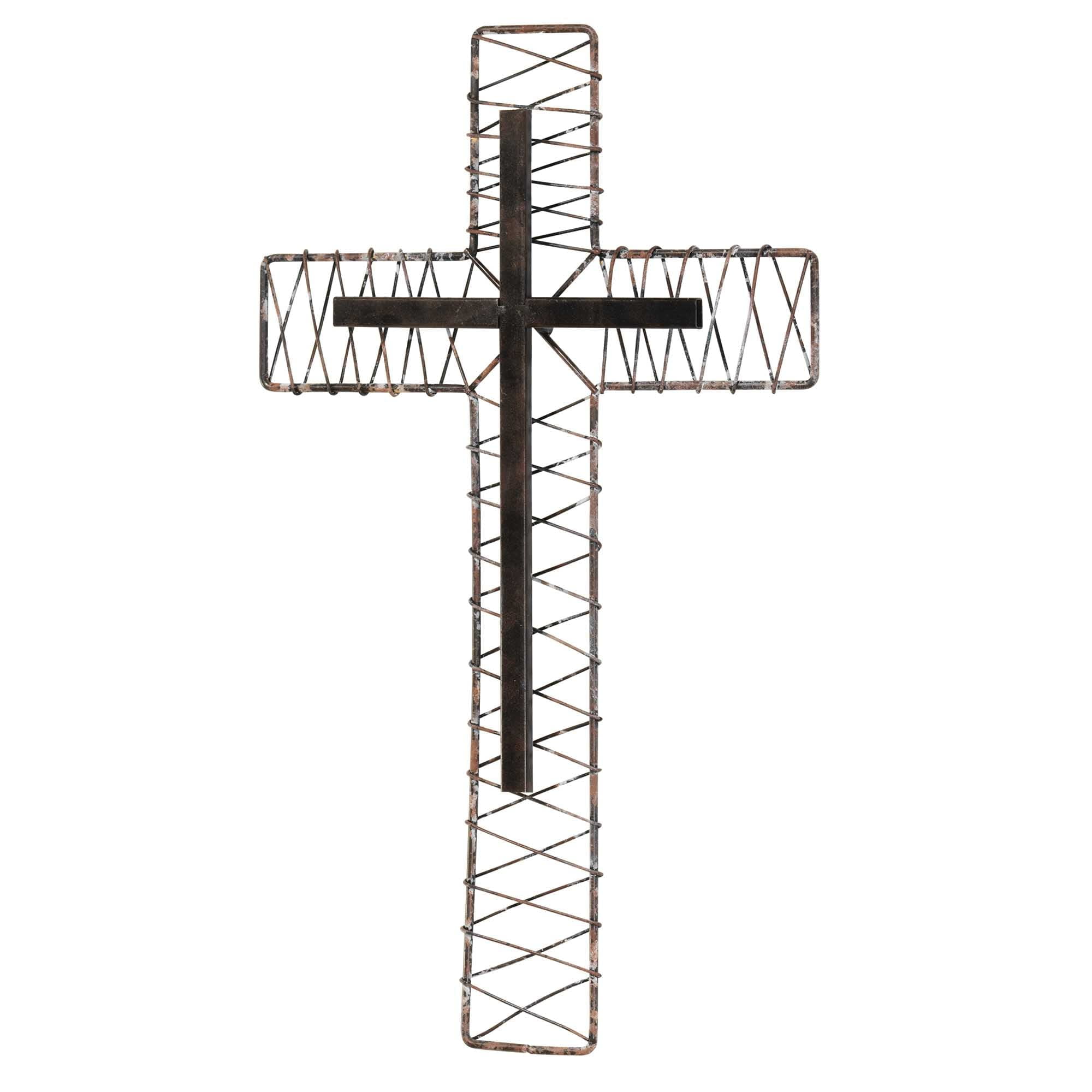 Dicksons Layered Criss Cross Brown 10 x 17.25 Metal Hanging Wall Cross ...