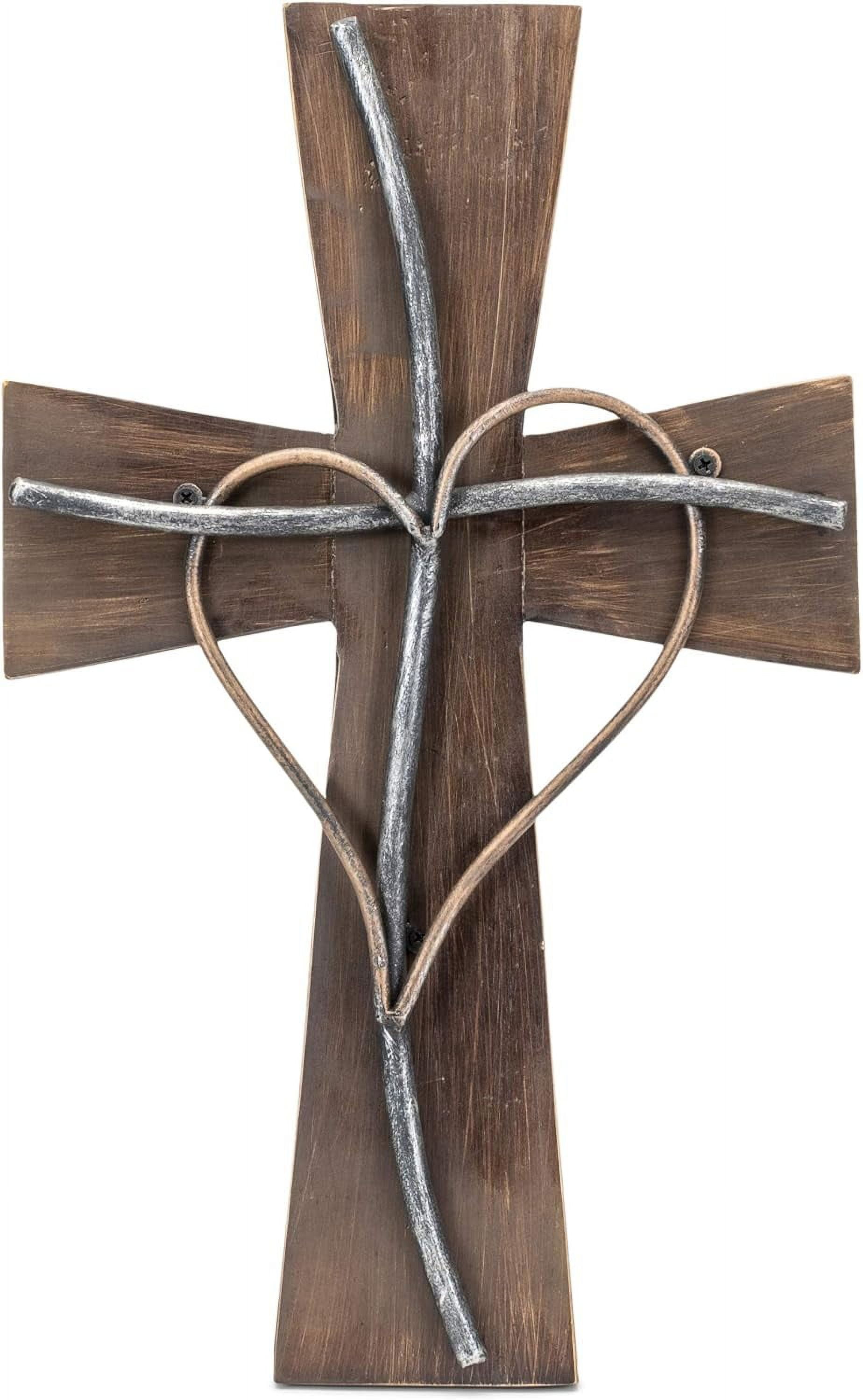 Dicksons Mixed Metal Layers with Heart Center Rustic Wood Look Metal ...