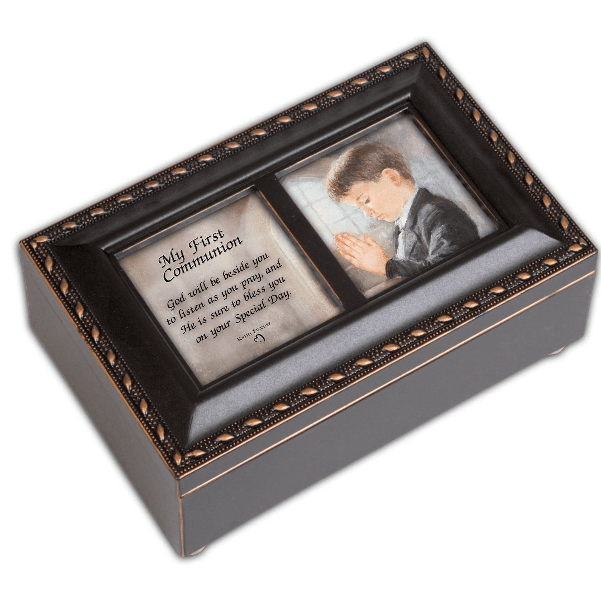 Walmart's First Communion Music Box for Boys, Velvet Lined, Wind-Up ...