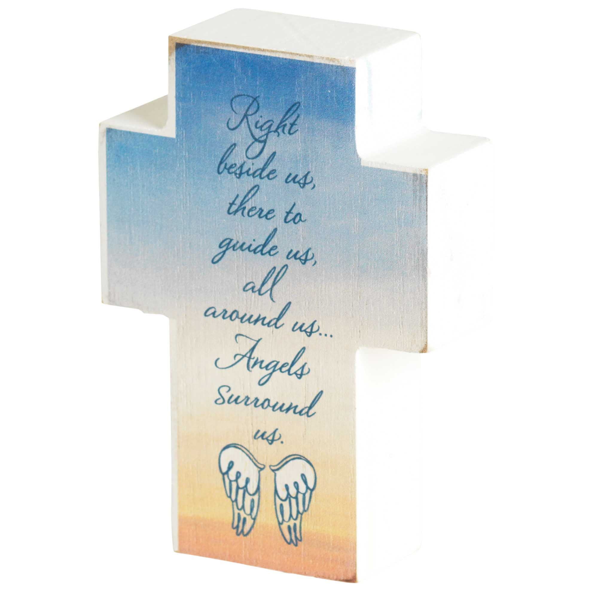 Dicksons Right Beside Us Guide Angels Blue 4 inch MDF Table Top Cross ...