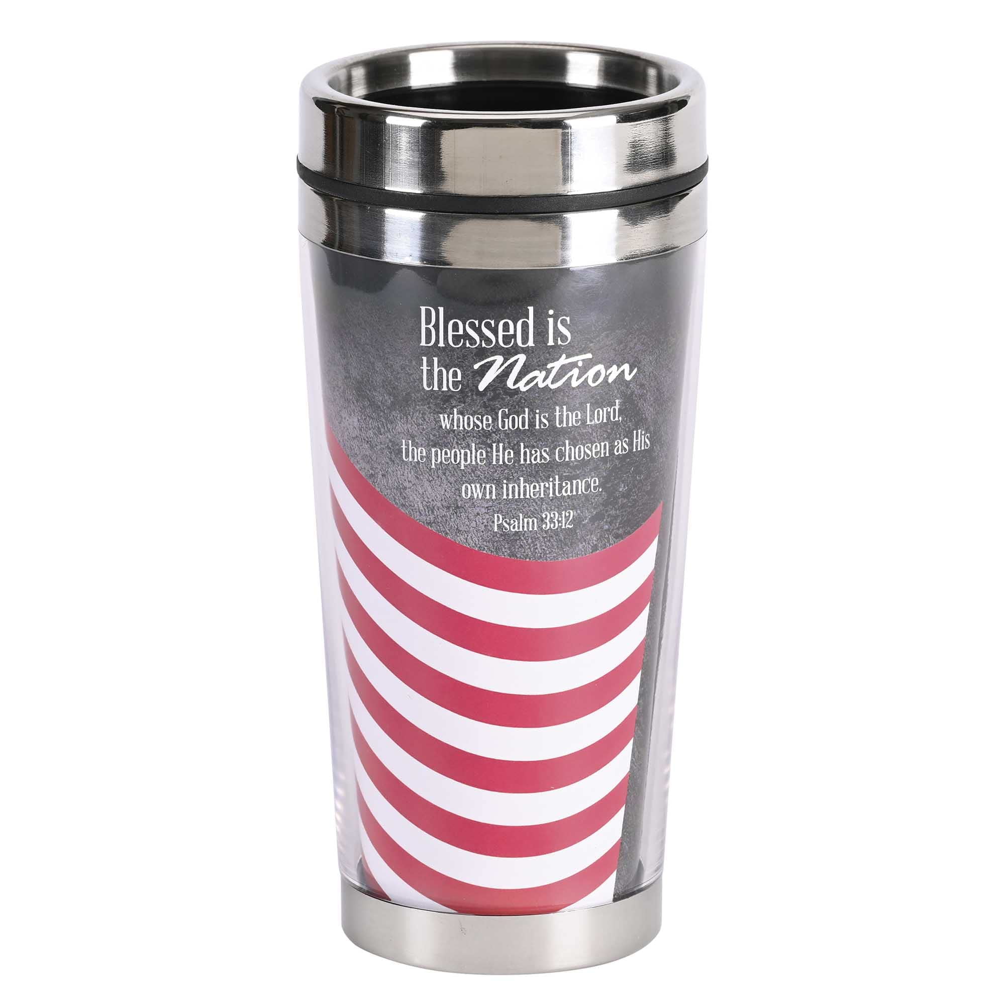 Dicksons SSMUG-354 Blessed Is the Nation Red, White, and Blue 16 Ounce Stainless Steel Travel ...