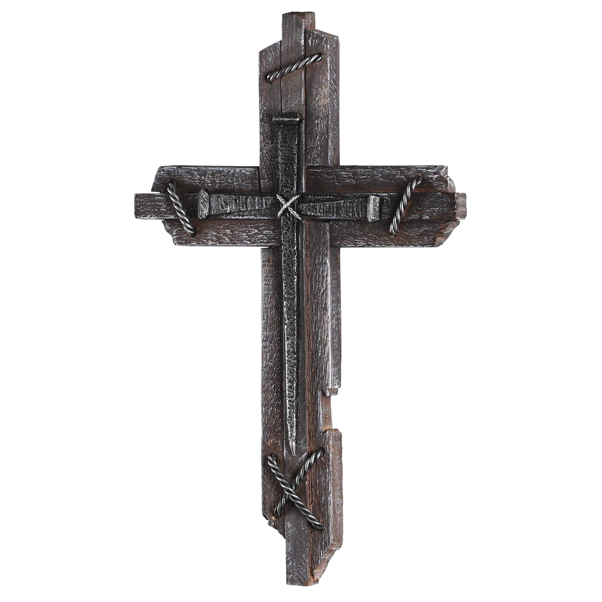 Dicksons WWC-79 Antiqued Nail Cross With Iron Ropes Dark Brown and ...