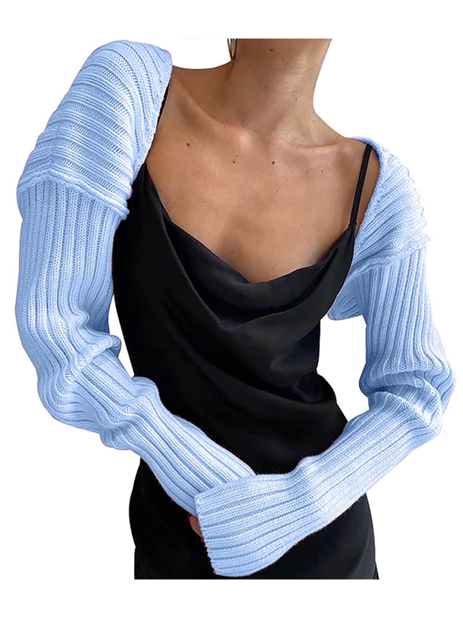 Diconna Women Y2k Shrug Top Open Front Knitted Cropped Bolero Cardigan ...