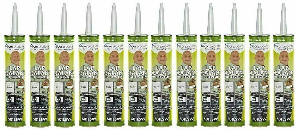 Dicor 501LSW 12 PACK, Self-Leveling Lap Sealant White 10.3oz Tube RV ...