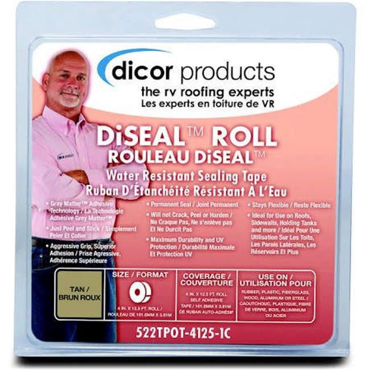 Dicor D6J-522TPOT412 4 x 12.5 in. Roof Repair Tape, Tan - Walmart.com