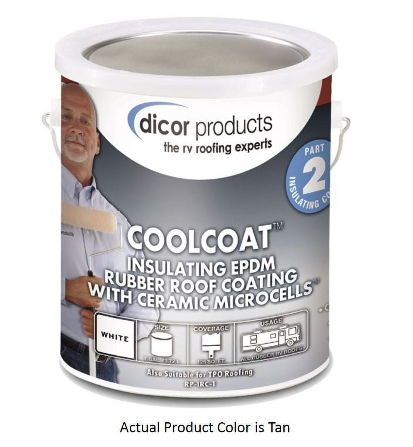 Dicor RP-IRCT-1 Coolcoat Insulating EPDM Roof Coating - 1 Gallon, Tan ...