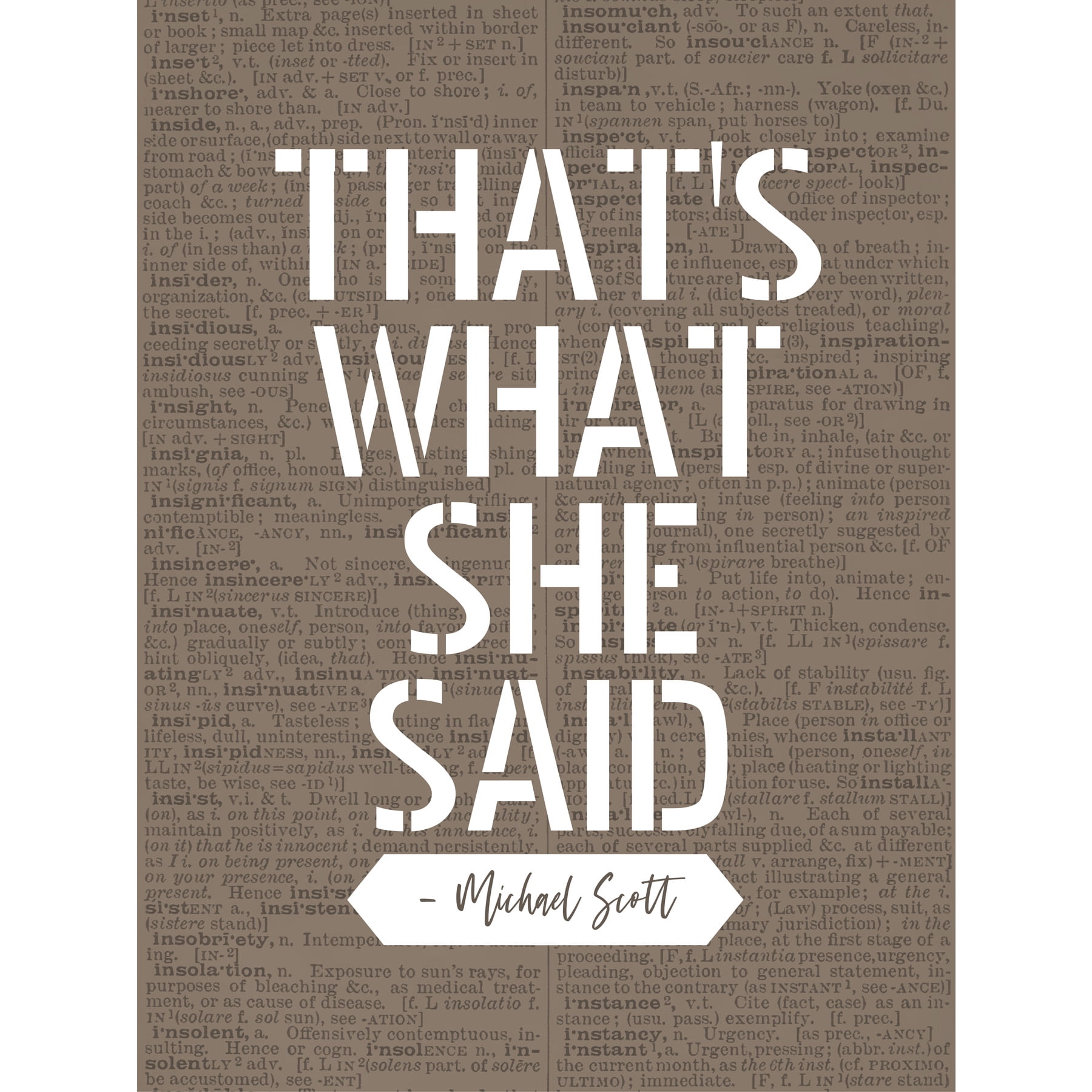 Dictionary Quote That's What She Said Michael Scott Extra Large XL Wall ...