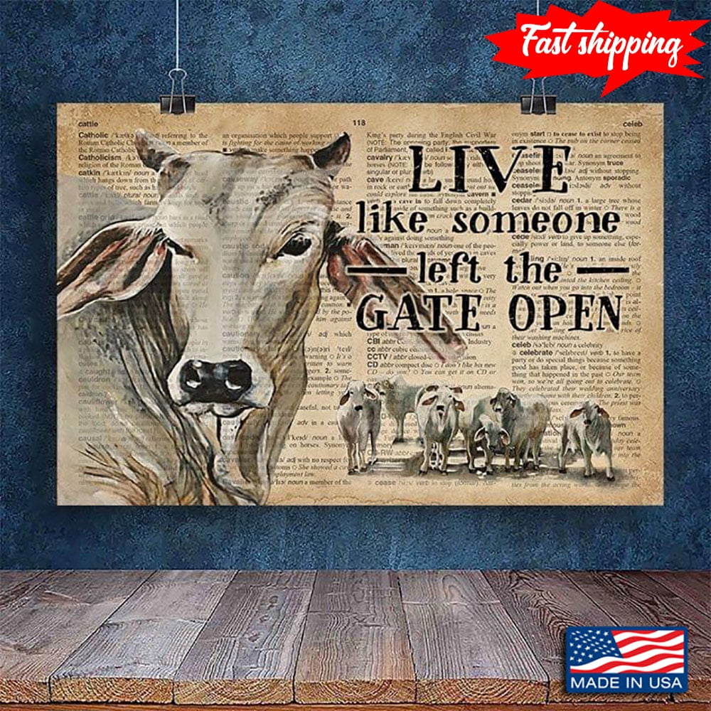 Dictionary Theme White & Brown Cows With Horns Live Like Someone Left ...