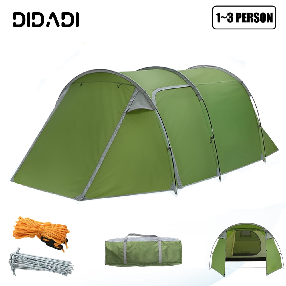Didadi Camping Tunnel Tents for 3 Person,Waterproof Motorcycle Tent 2 Room Design,Vestibule with ...