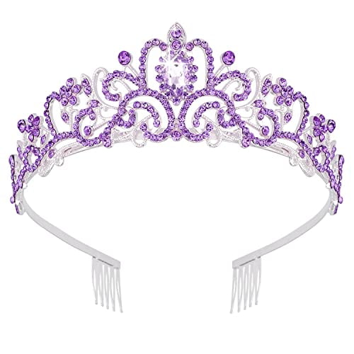 Didder Silver Tiaras For Women Light Purple Crystal Tiaras And Crowns
