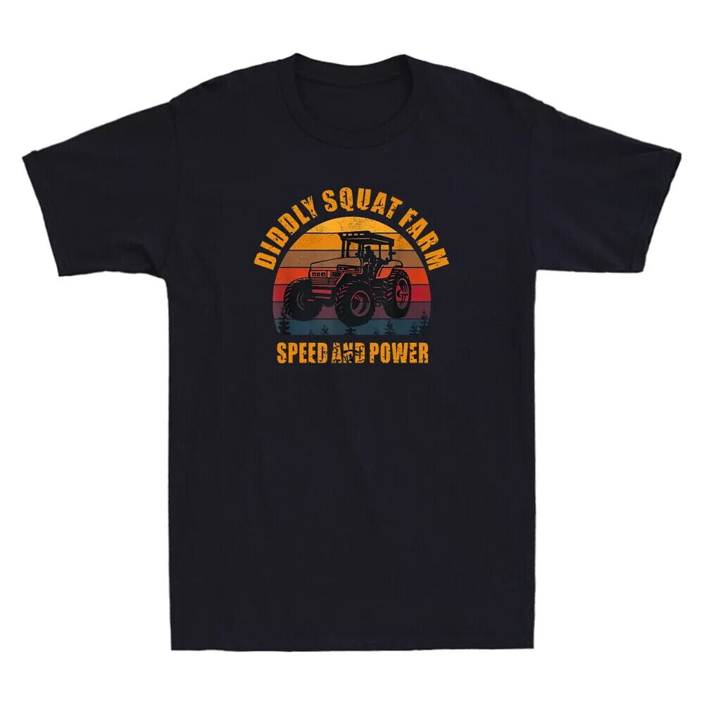 Diddly Squat Farm Speed And Power Funny Tractor Farmer Meme Retro Mens