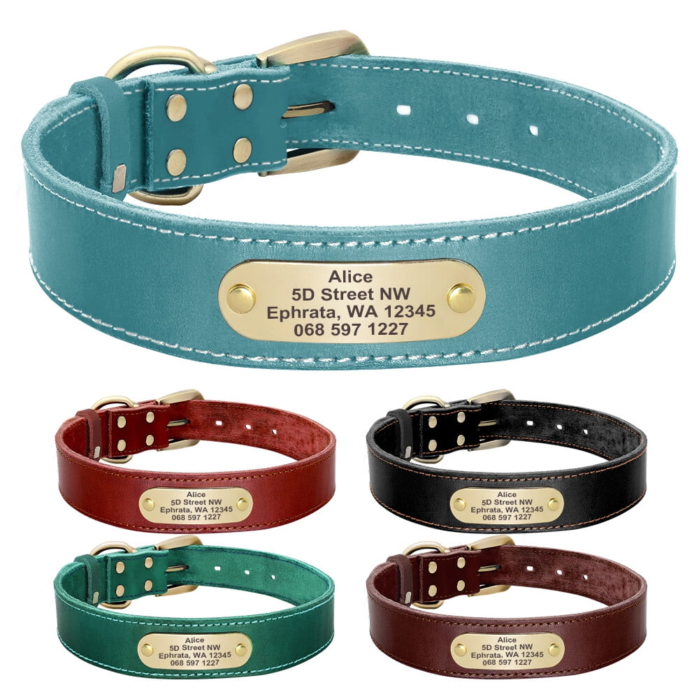 Didigo Soft Leather Personalized Dog Collar Pet Puppy Name Number ID ...