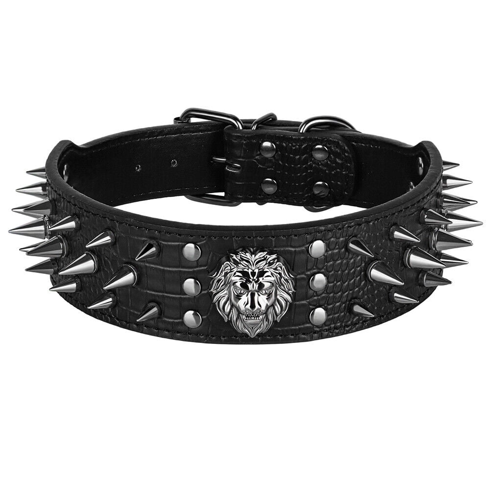 Didog 2 inch Wide Cool Leather Sharp Spiked Studded Pet Dog Collars for ...