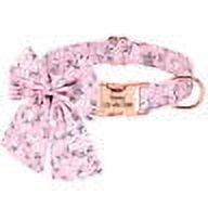 Didog Cute Floral Personalized Dog Collar with Big Bow Tie Pet Name ID ...