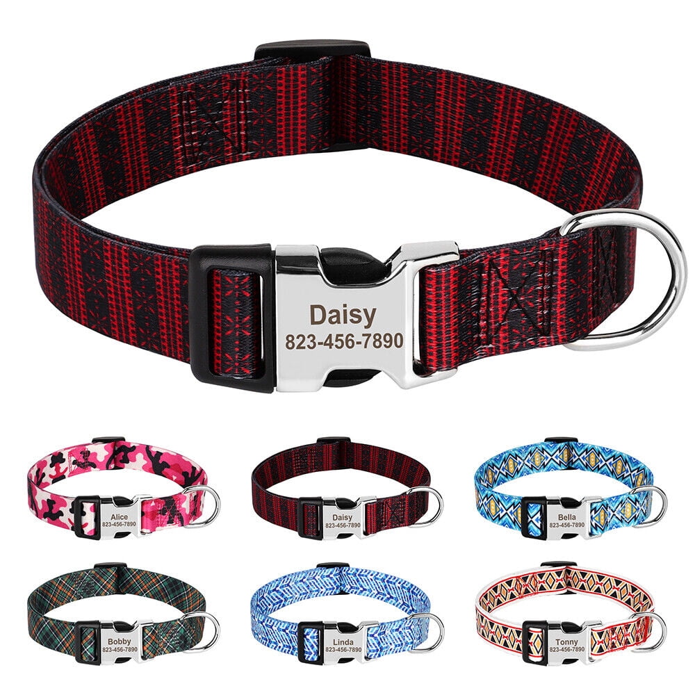 Didog Nylon Personalized Dog Collar Engraved Custom ID Tag Name ...