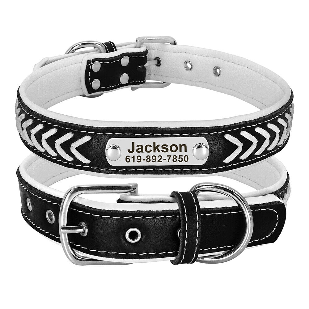 Didog Personalized Braided Leather Dog Cat Collar Engraved Dog Pet ID ...